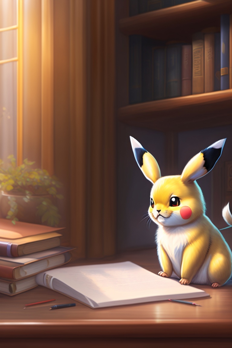 Lexica - Pikachu , paperwork, exhausted, cute, really cute, cozy,by ...
