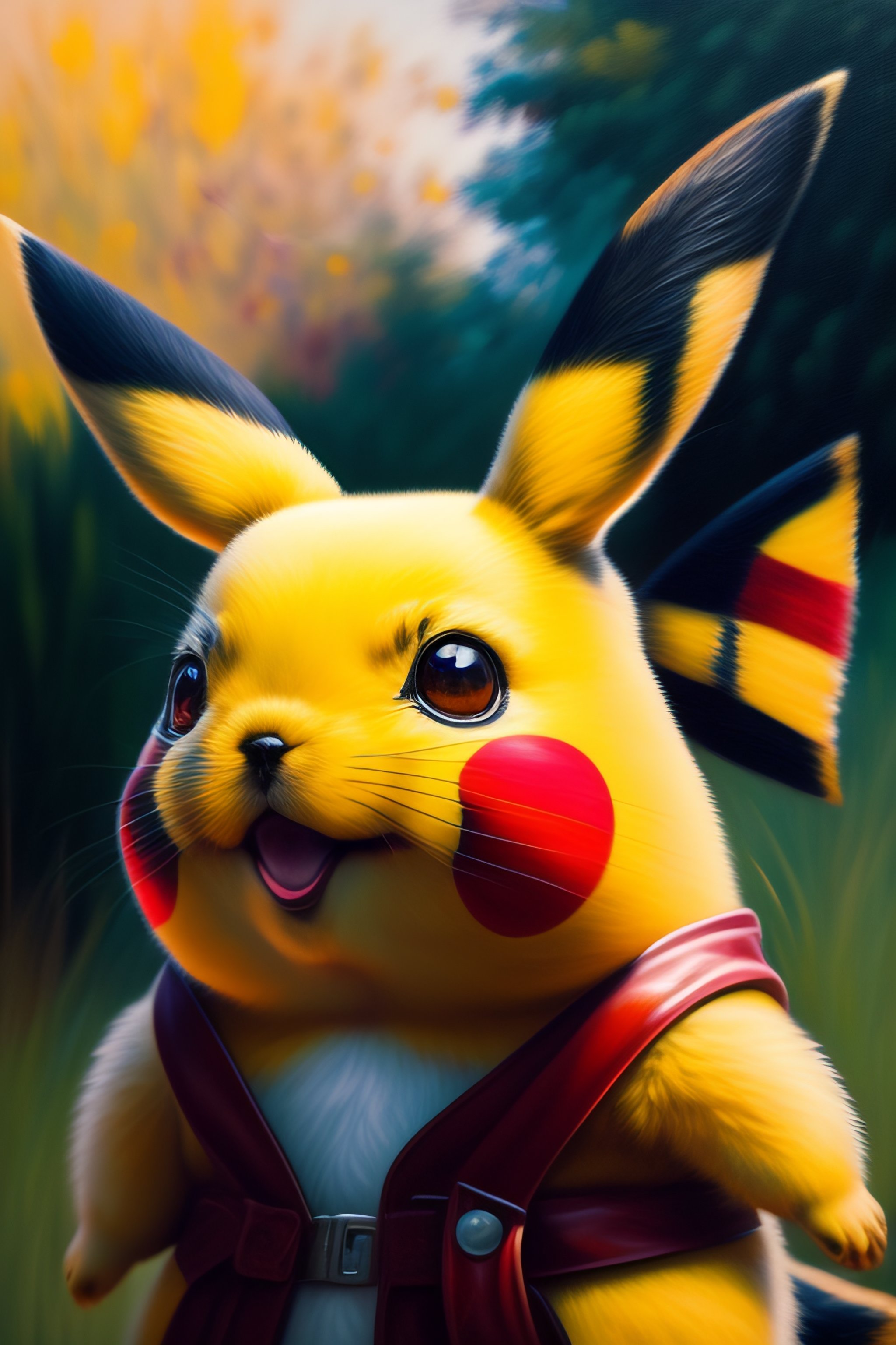 Lexica - Pikachu, Painting, impressionism, oil on canvas, centralized ...