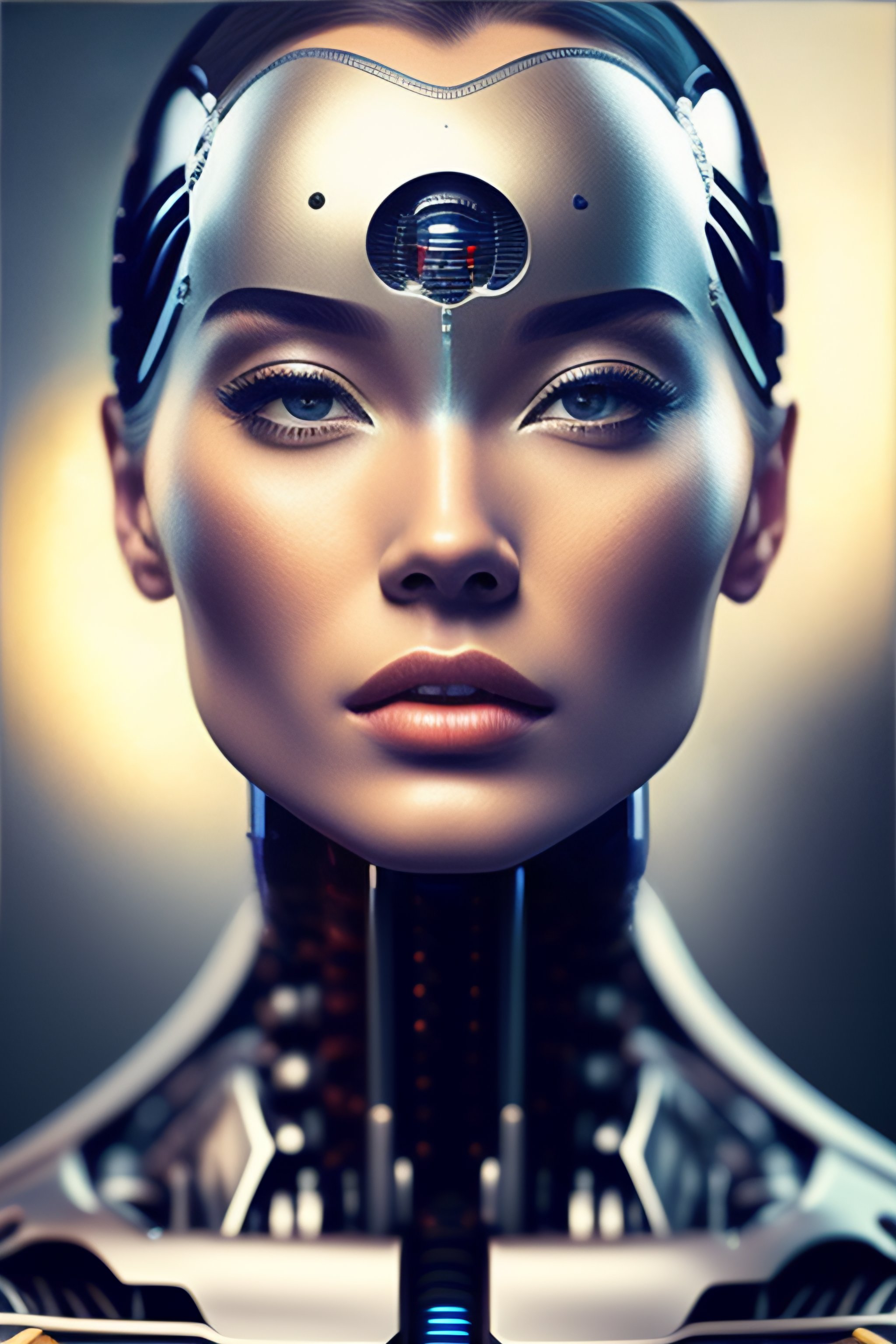 Lexica - A human head with 50% of it looking like an ai robot