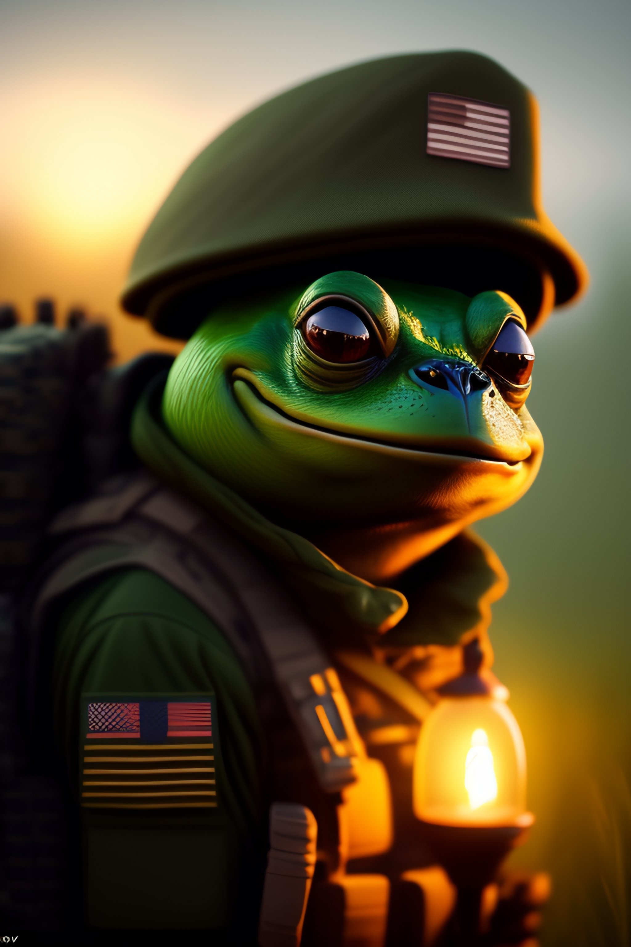 Lexica - An exhausted pepe the frog at the frontlines in the army at ...