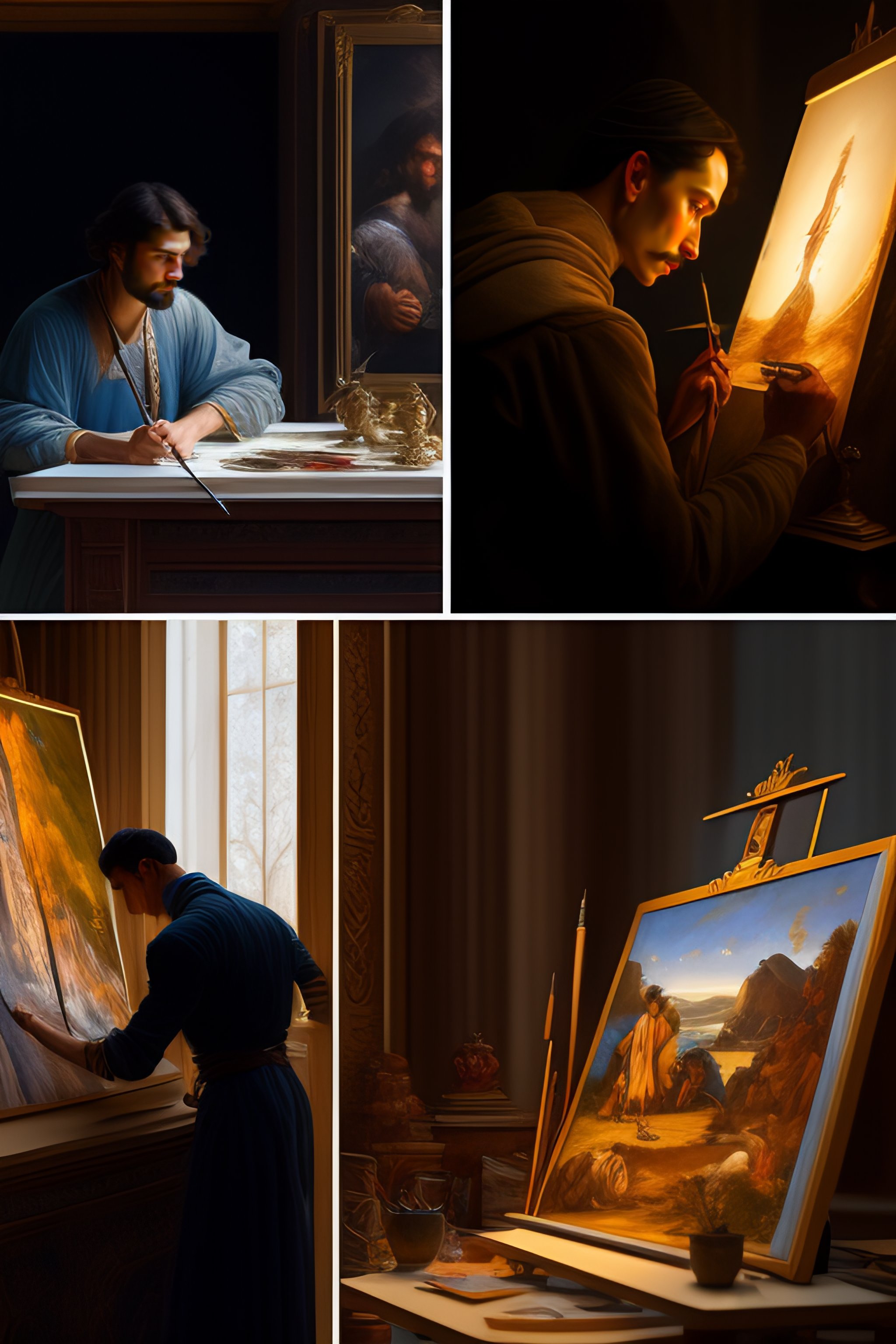 Lexica - An artist in his studio painting a collage, by edgar maxence ...