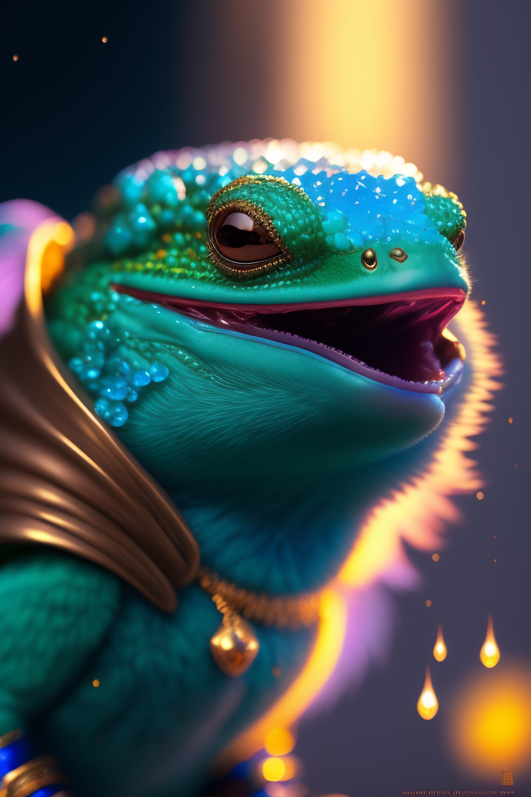 Lexica - Super rich happy pepe, luxury, blue crystals, greg rutkowski