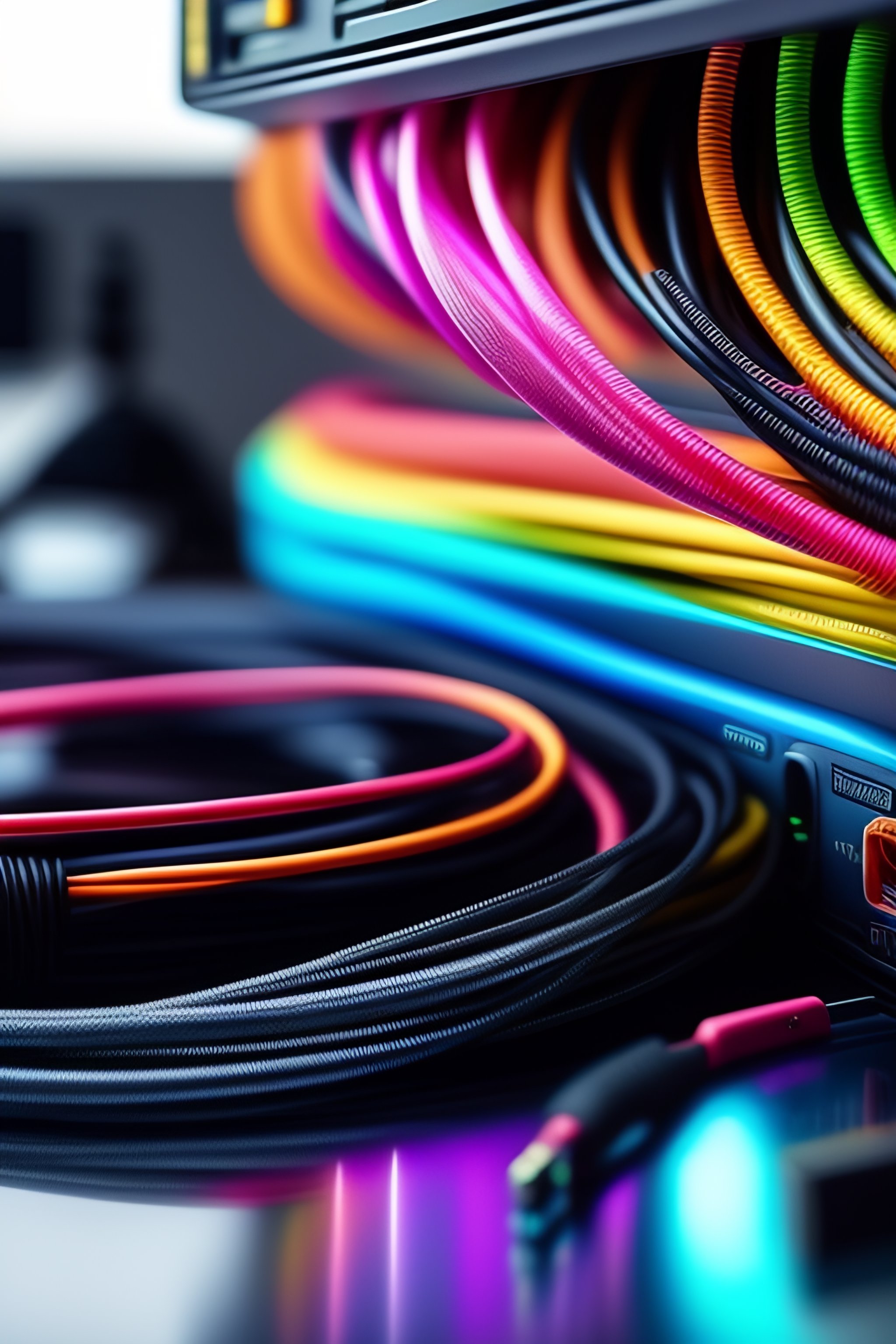 Lexica - Electronics lab full of cables of different colors