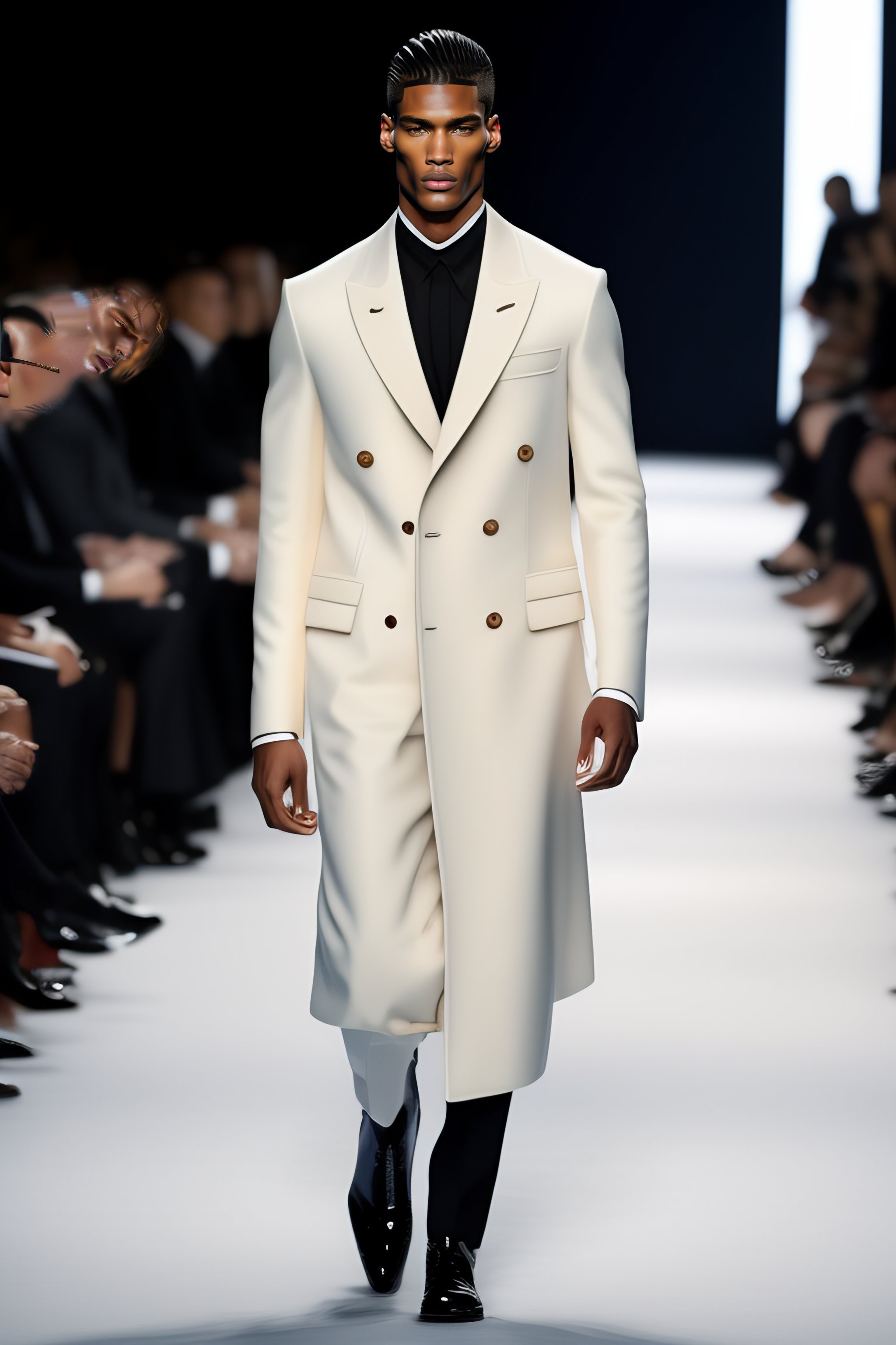 Lexica - Realistic photo of a male model walking for Dior