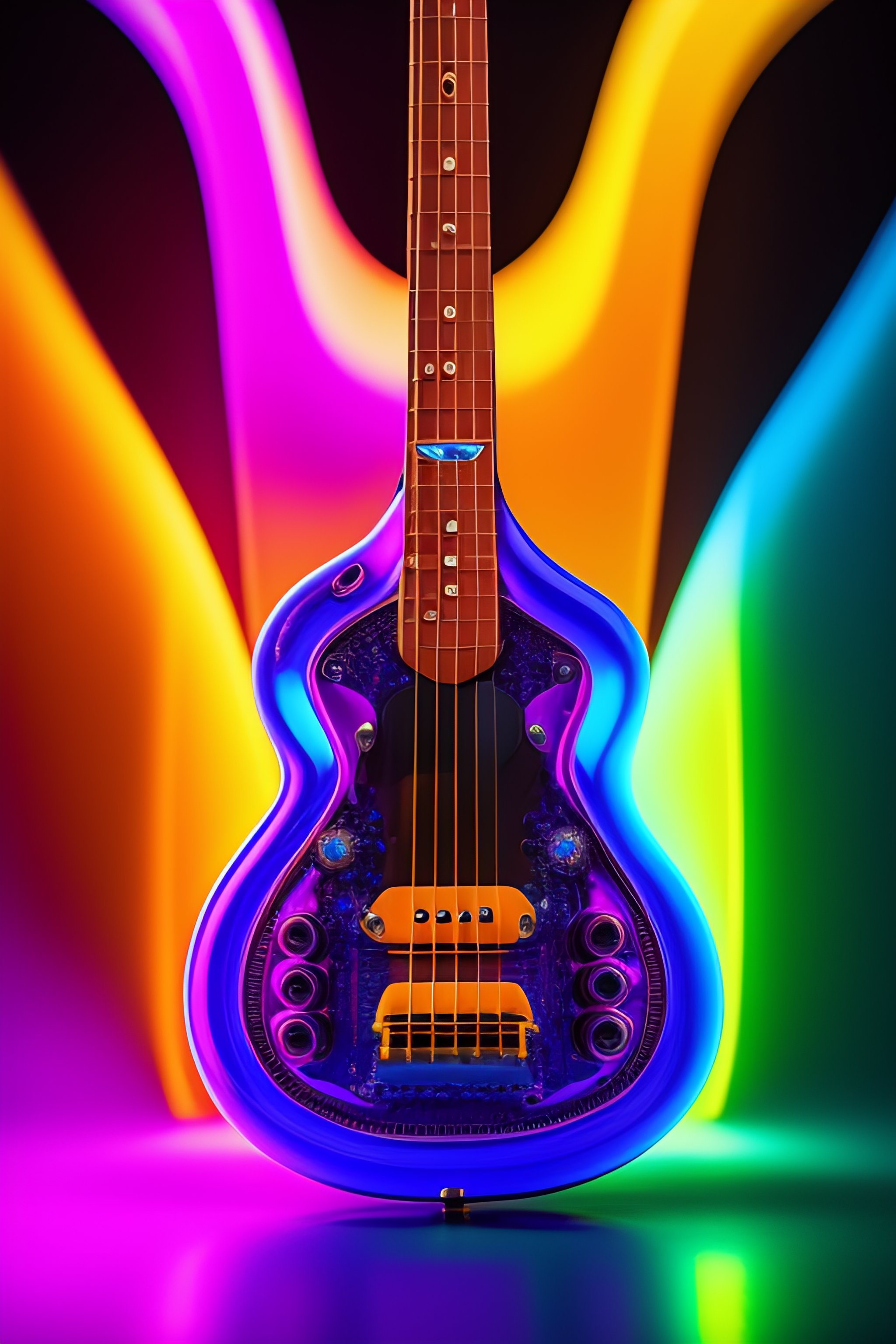 Lexica - Alien guitar, flowing shapes, holes, shiny, colorful product ...