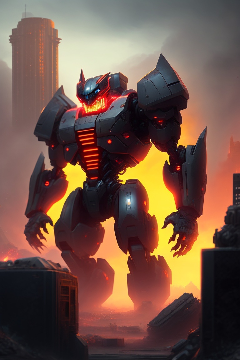 Lexica - A dark sinister robot, like Devastator from the transformers ...