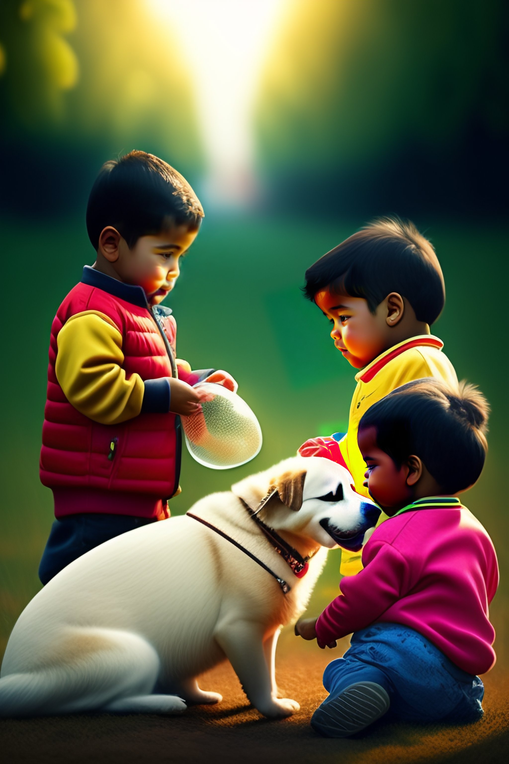 Lexica - Niños jugando con perros