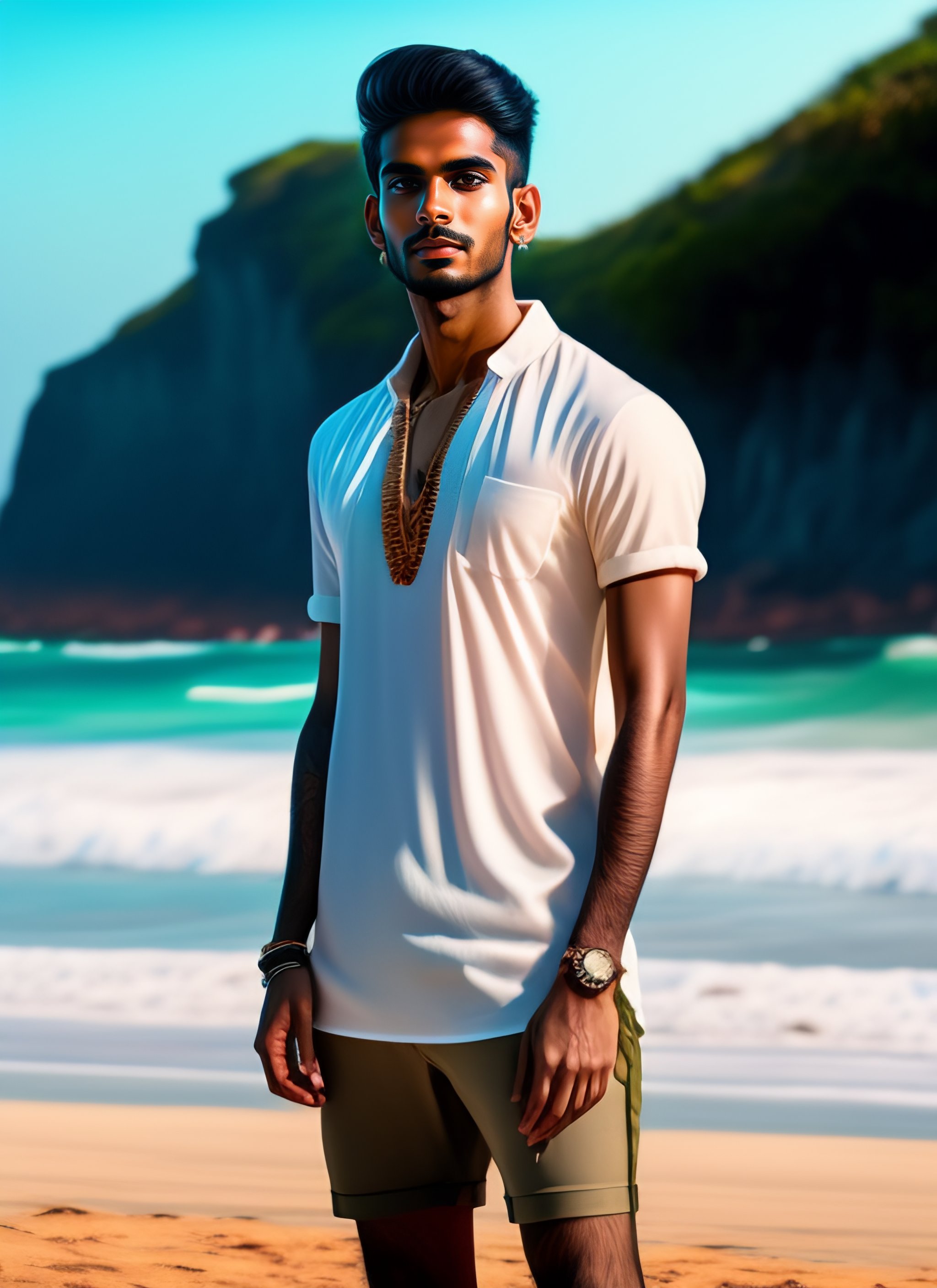 Lexica - Beautiful full-body portrait of a young slim indian man in ...