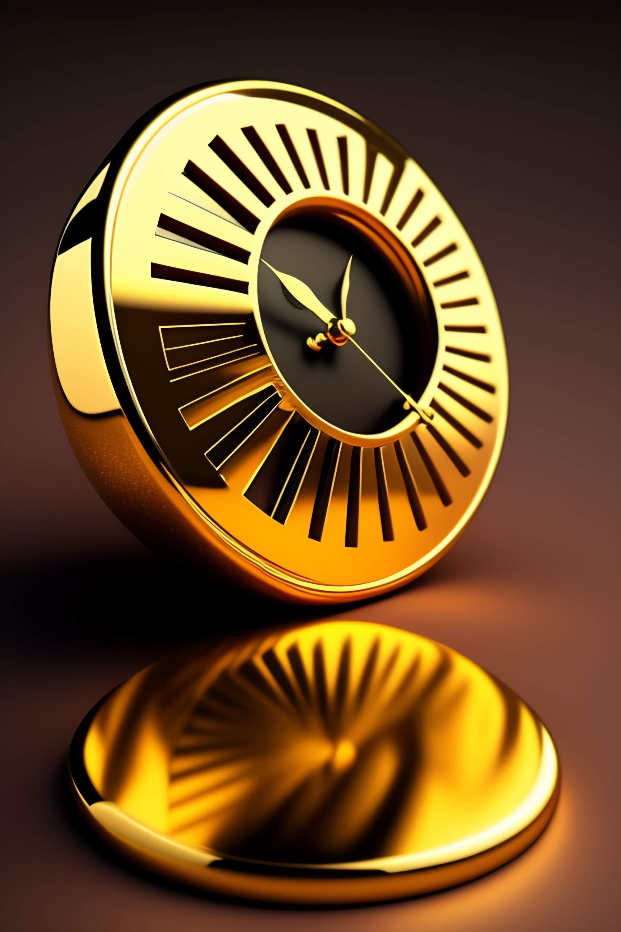 Lexica - Clock shine gold, on the ground, 3d art