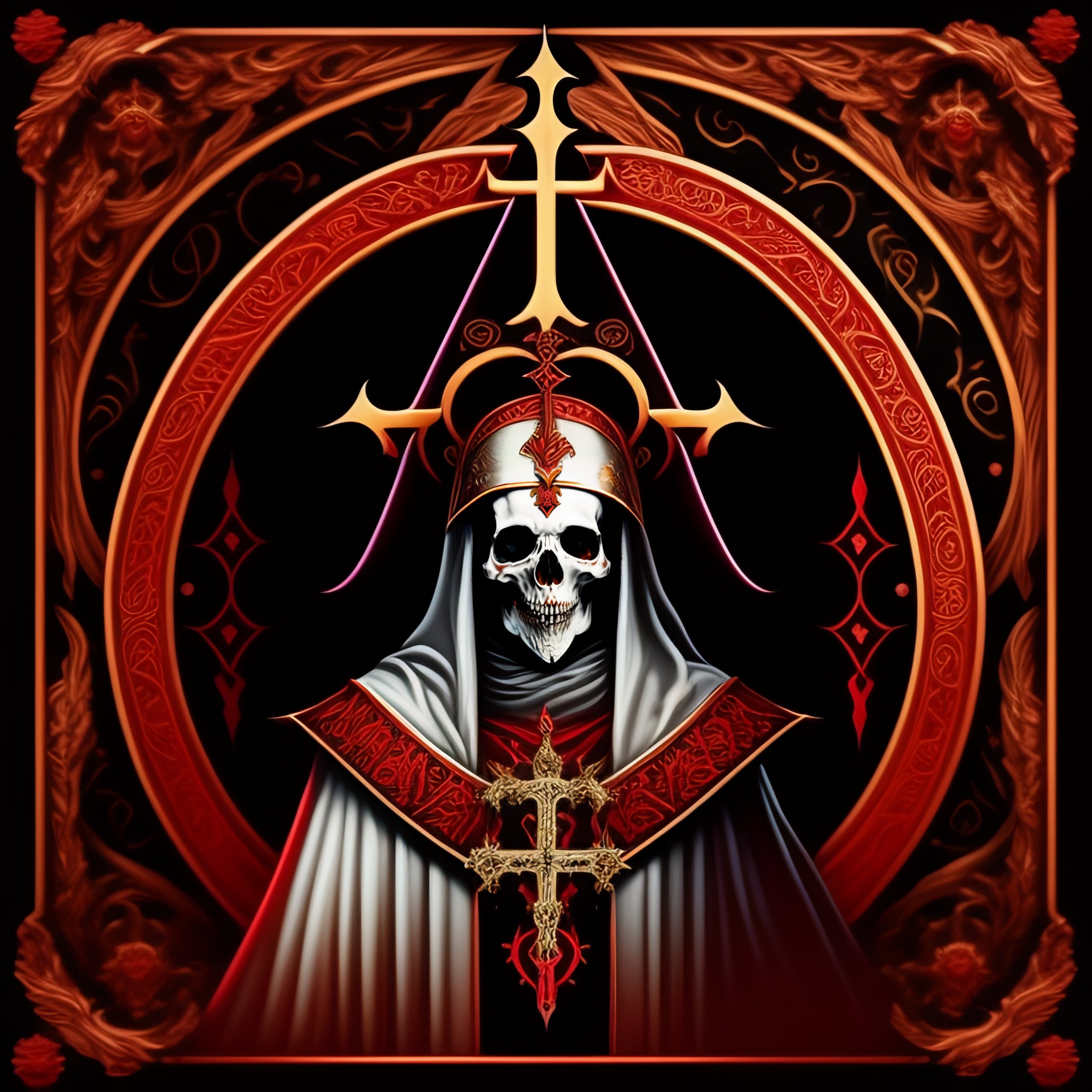 Lexica - Death metal band album cover art, skeleton pope wearing the ...