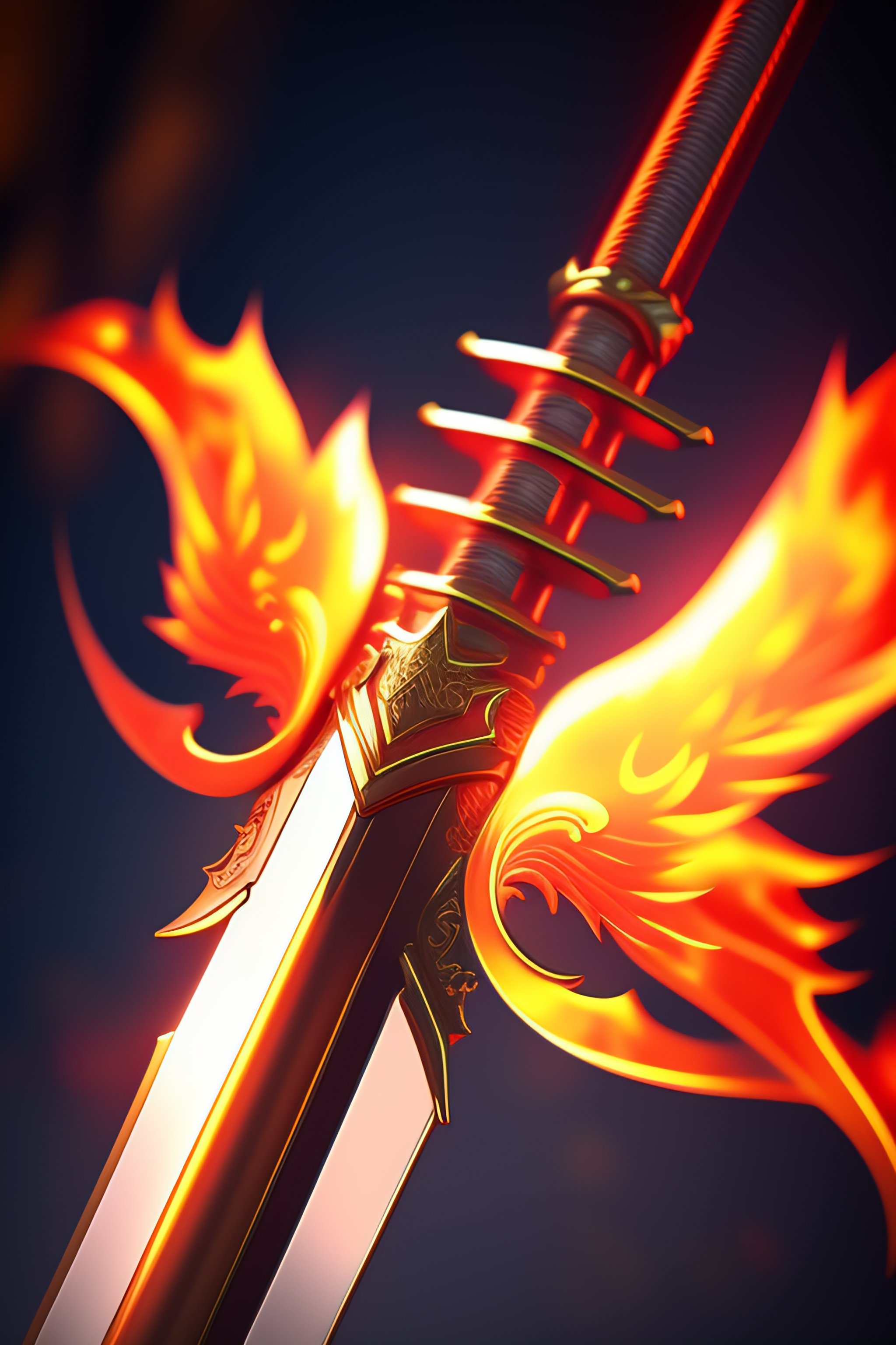 Lexica - Cyberpunk sword, sword effect, detailed fire aura, anime by ...