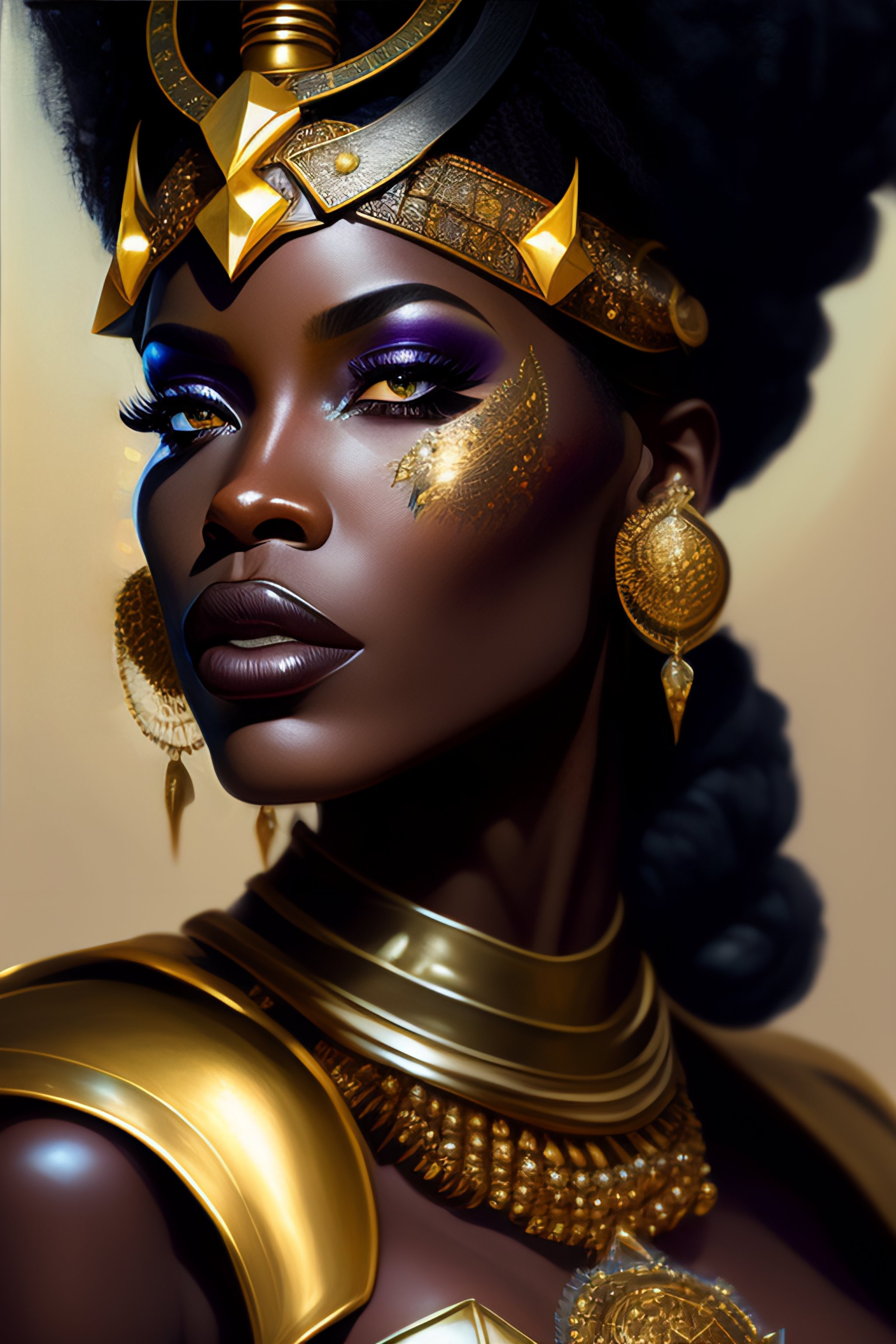 Lexica - Up close portrait of a african cyborg witch queen, cybernetic ...