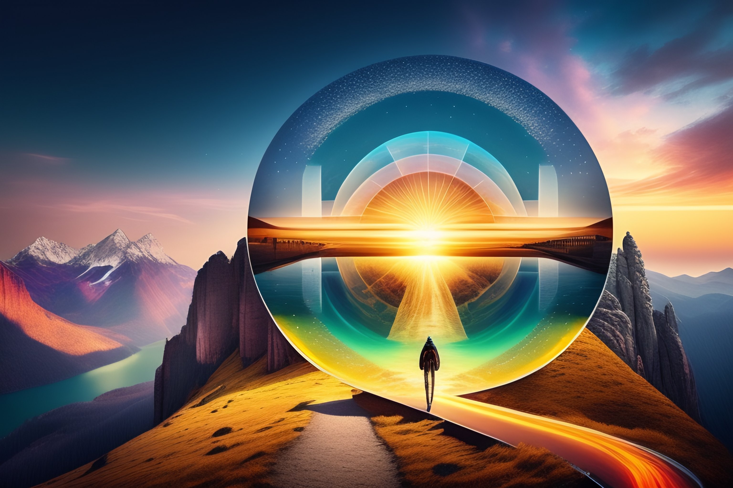 Lexica - Realistic image of a fantastic vision board of the future with various obstacles and ...