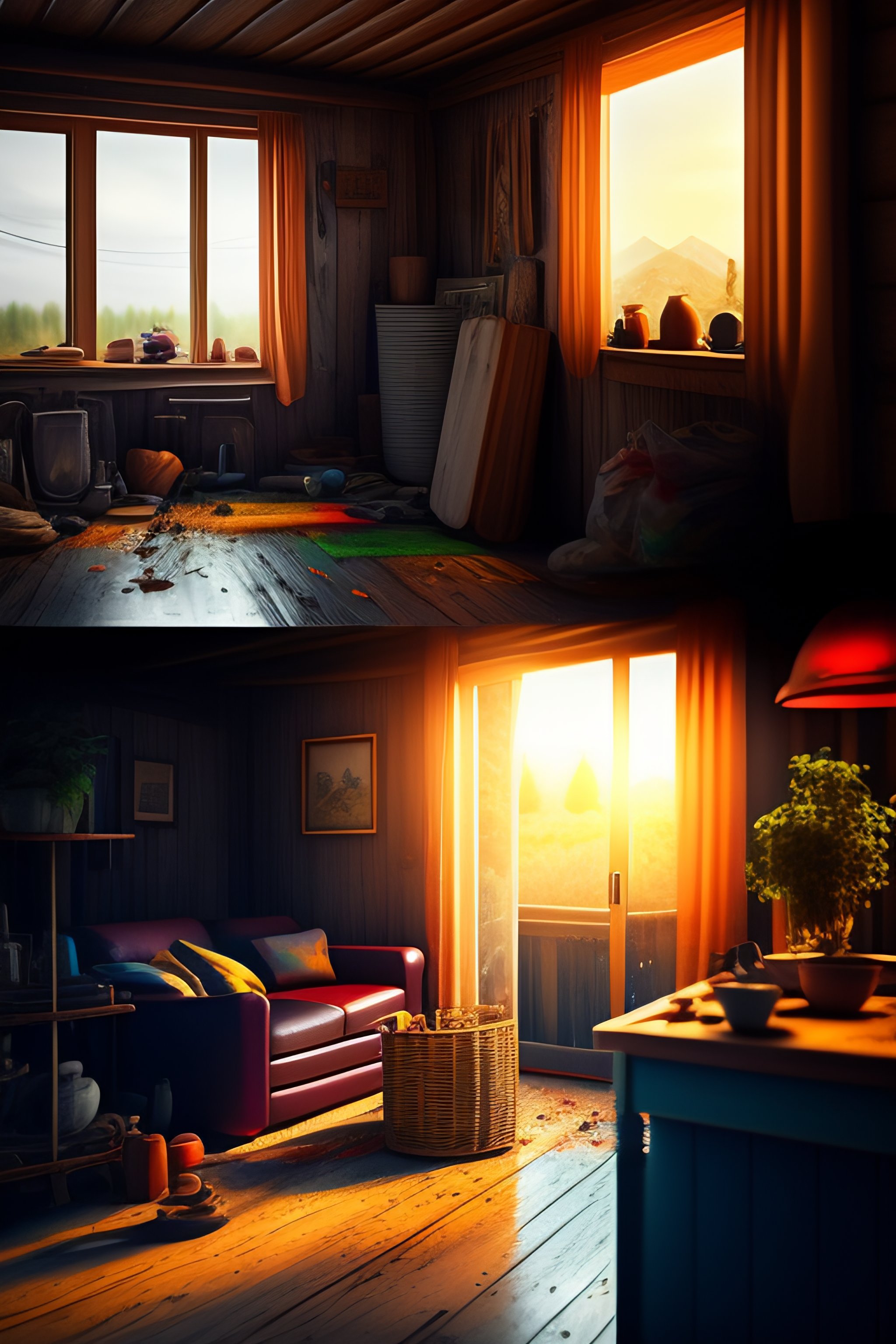 Lexica - Background in a cluttered and messy house, chaotic cabin in ...