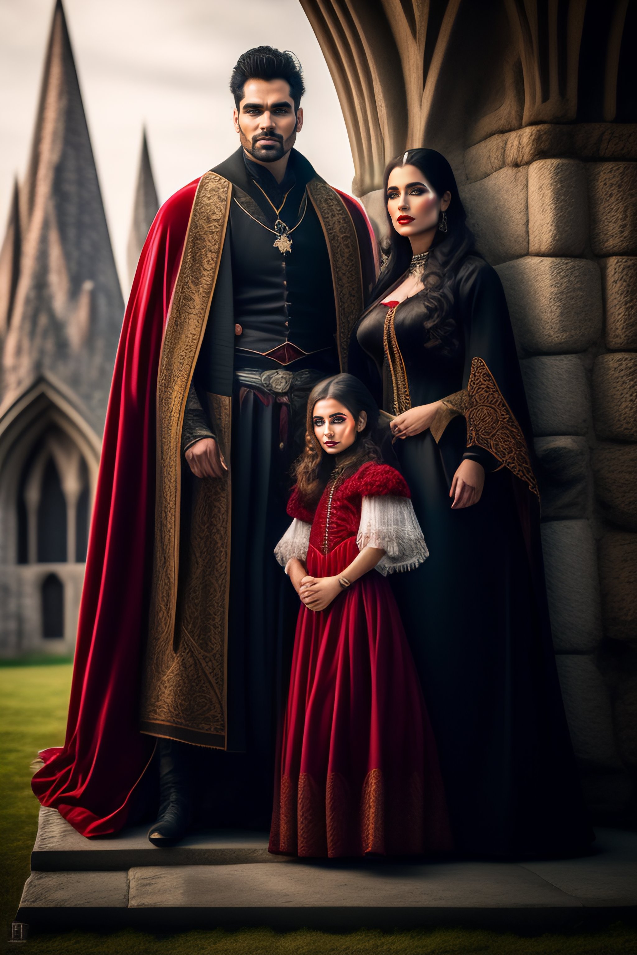 Lexica - Vampire family portrait, full body, tapestry, sculpture ...