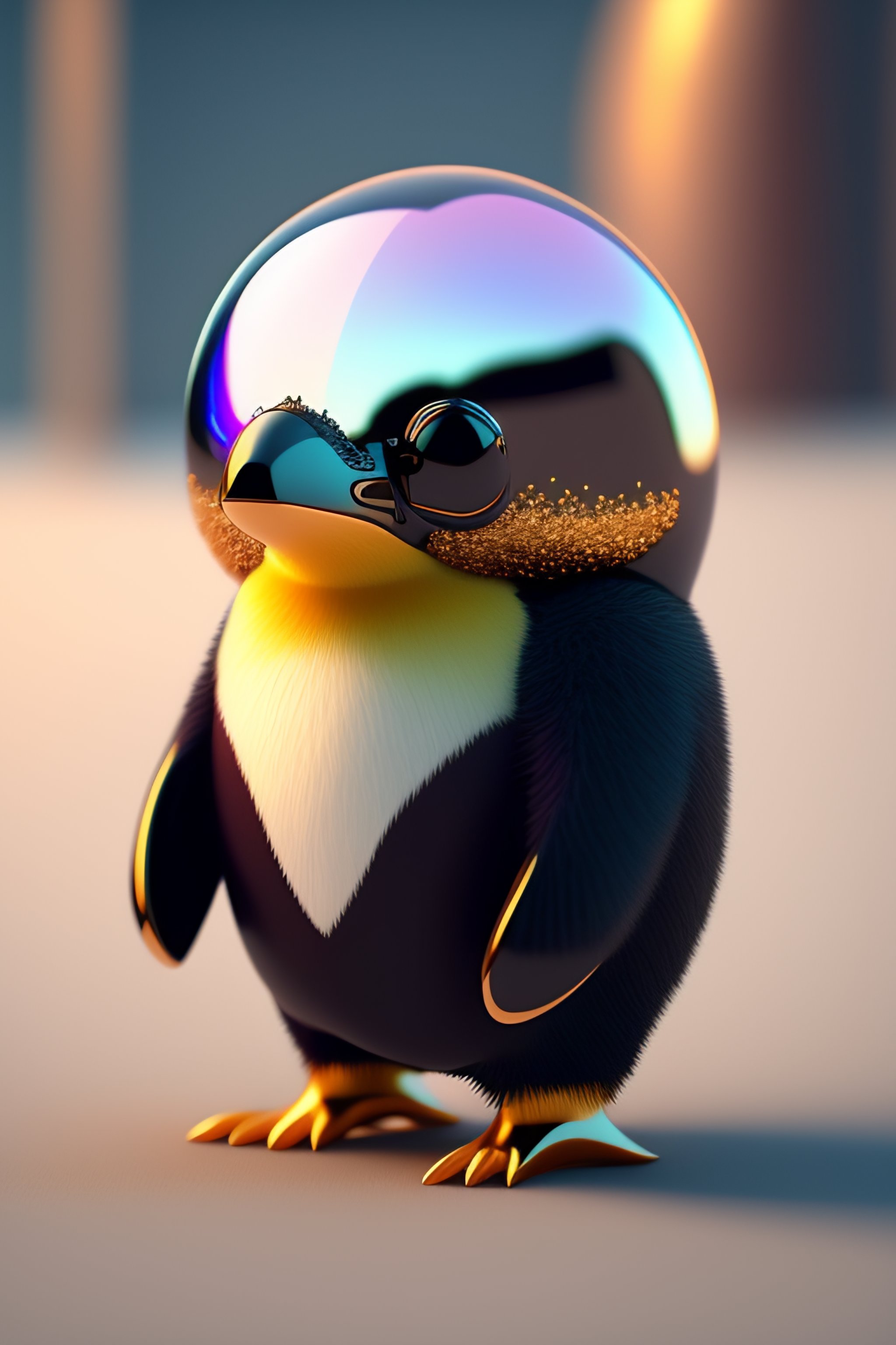 Lexica - A cute adorable baby pinguin made of crystal ball with low ...
