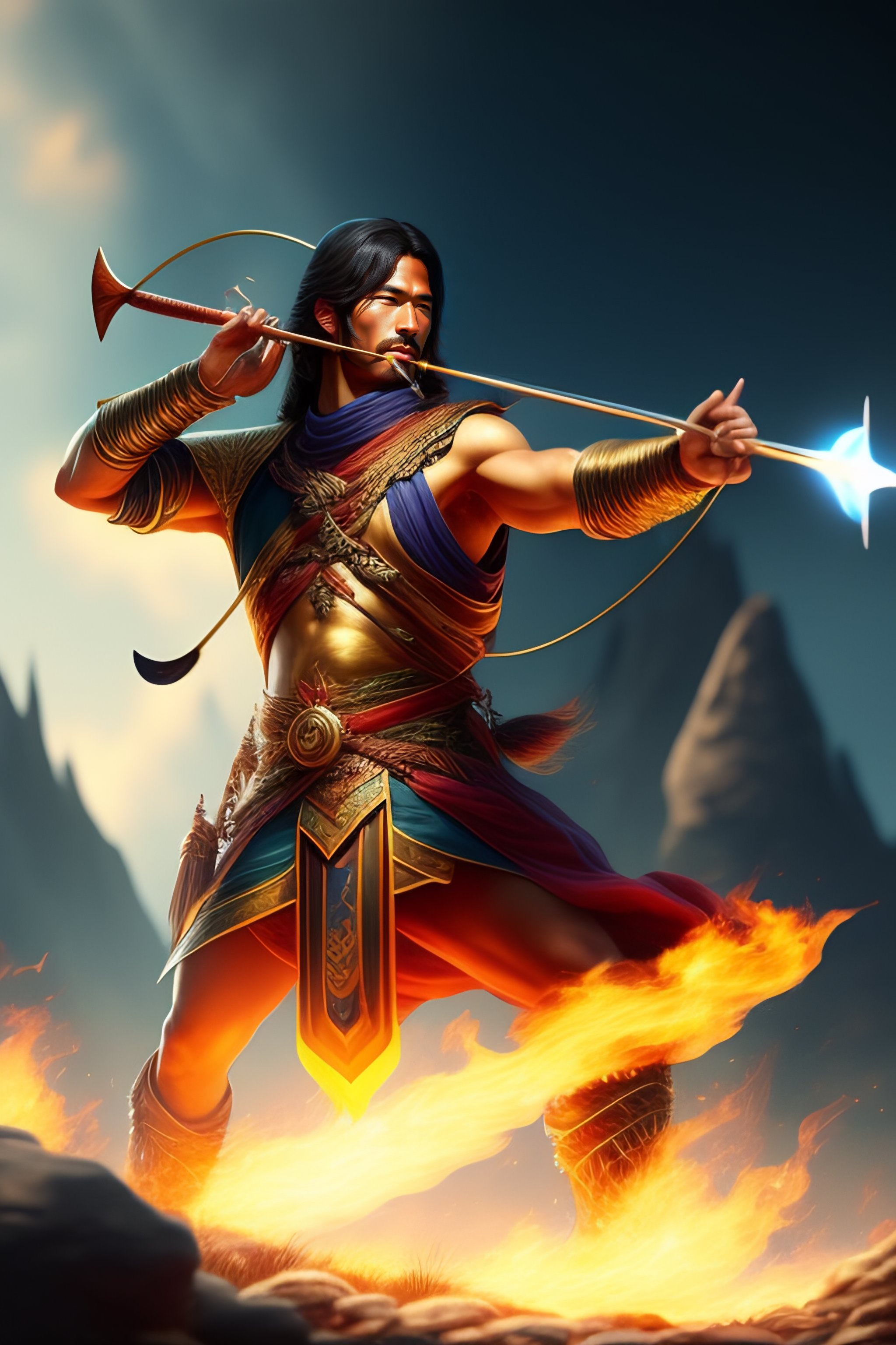Lexica - Single object, bow without string, shooting an arrow of fire ...