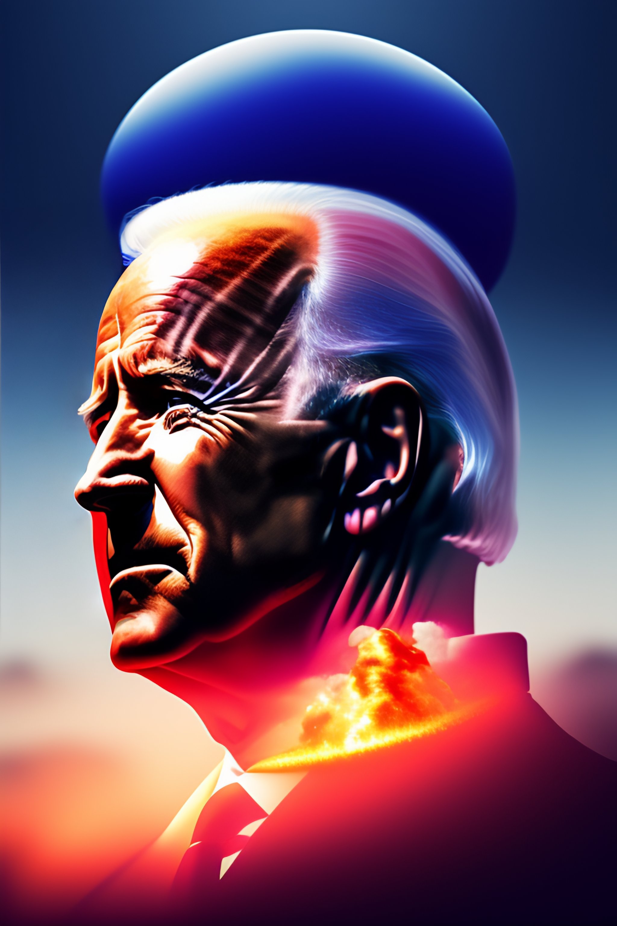 Lexica - A photorealistic image of Joe Biden watching a nuclear explosion