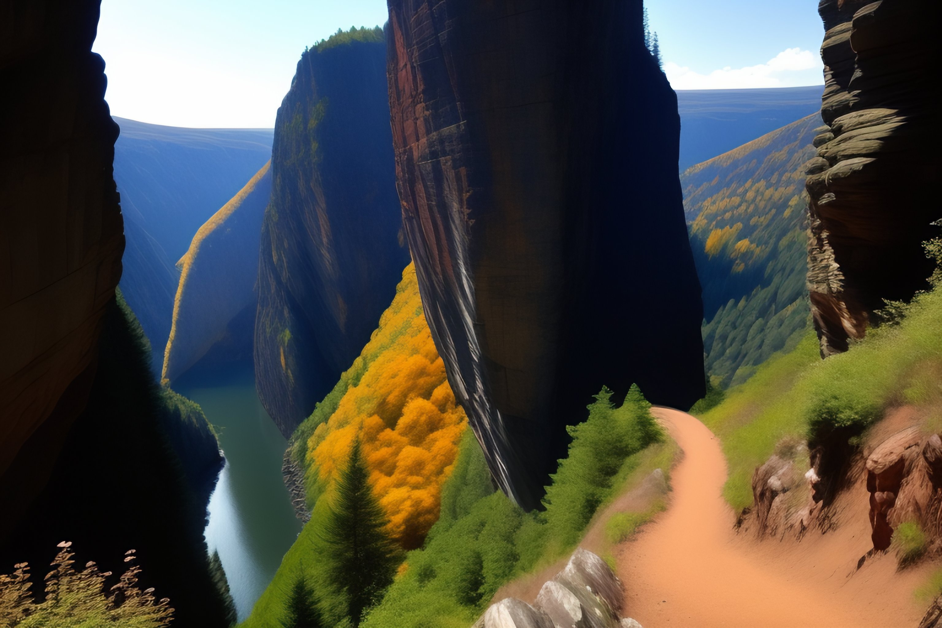 Lexica - Gorge. In the gorge there is a road littered with stones. On ...