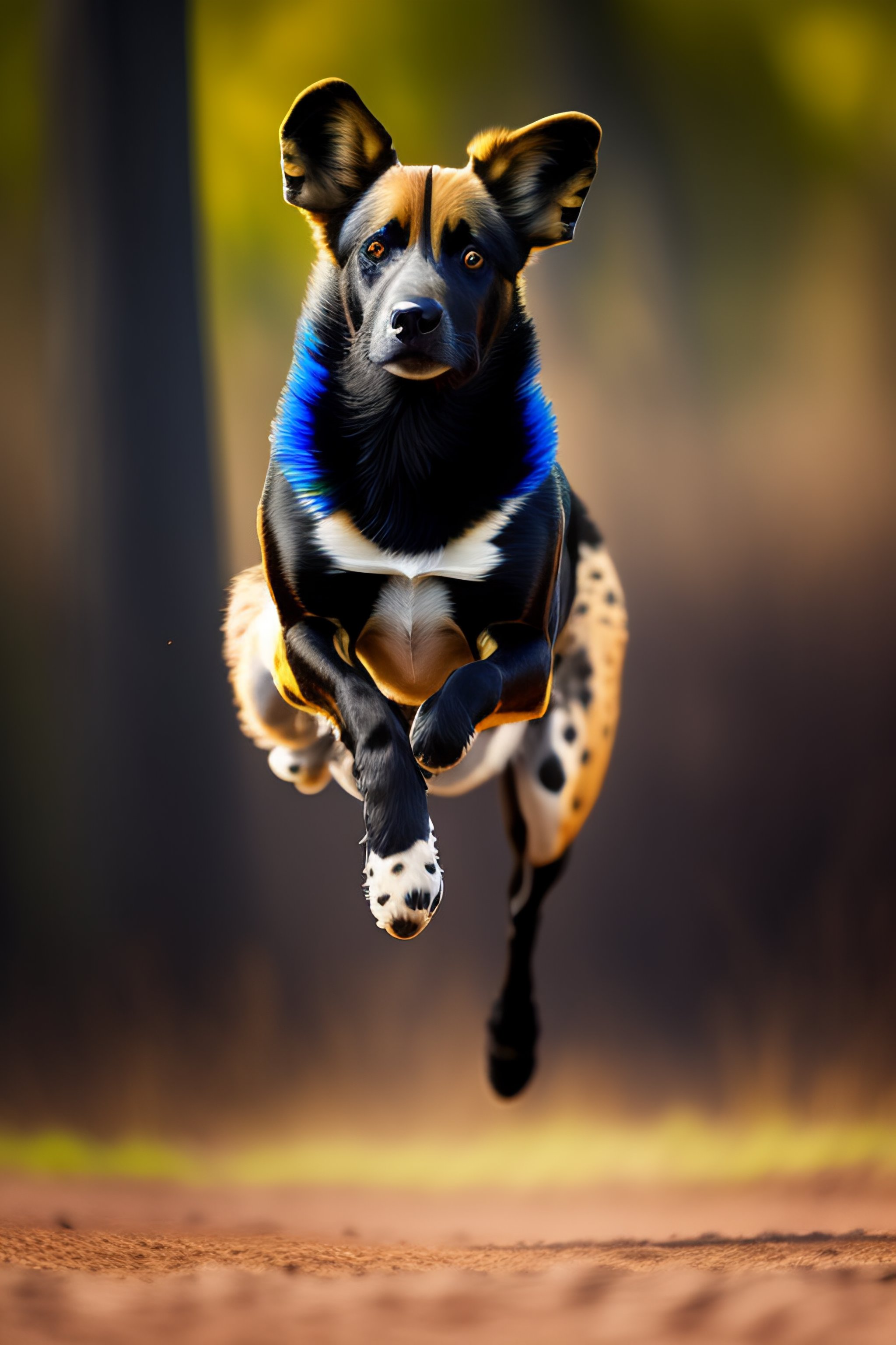 Lexica - A flying wild dog with wings