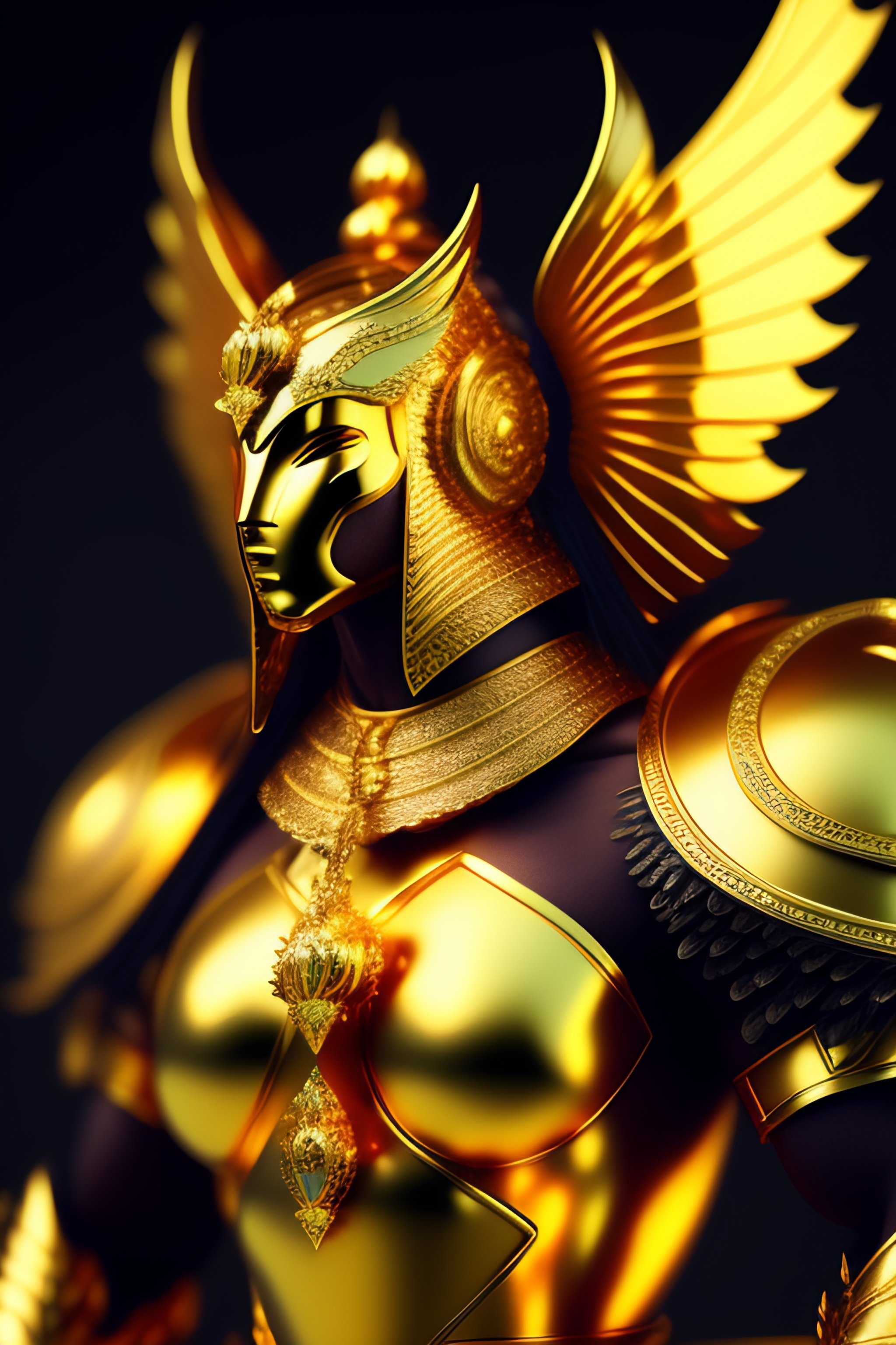 Lexica - Golden armored mayan knight, shining metallic, warrior like ...