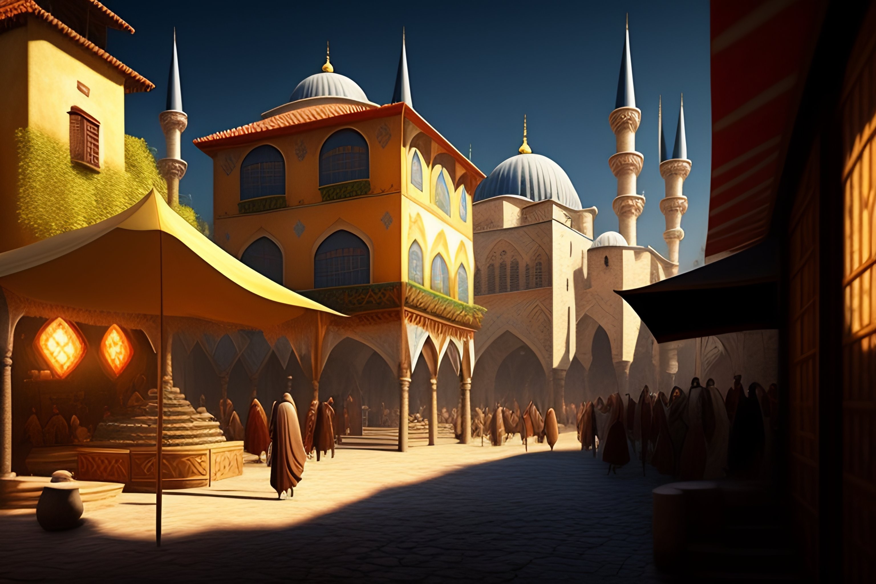 Lexica - Medieval istanbul with ottoman people, scenery landscape ...