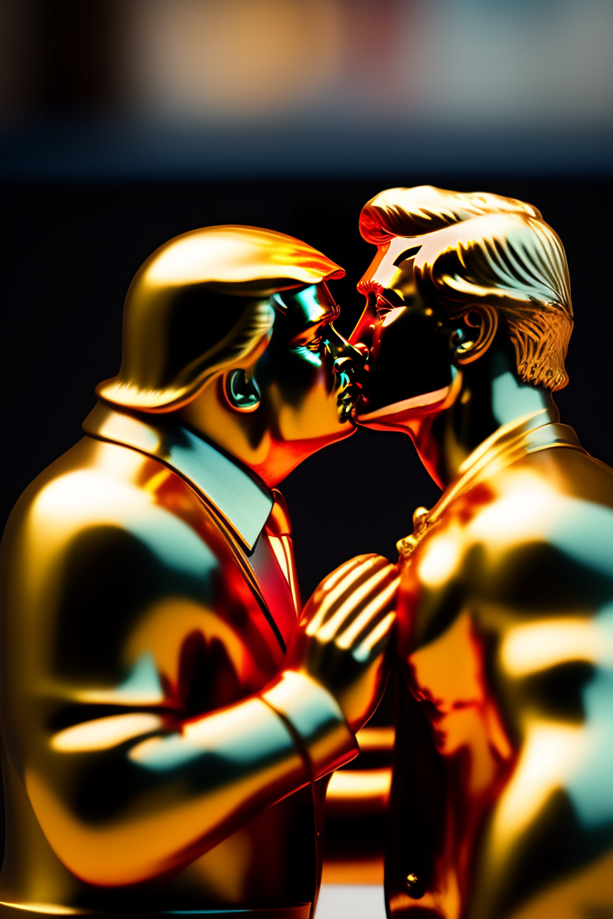 Lexica - Bokeh press Photograph of a bronze statue of Donald Trump ...