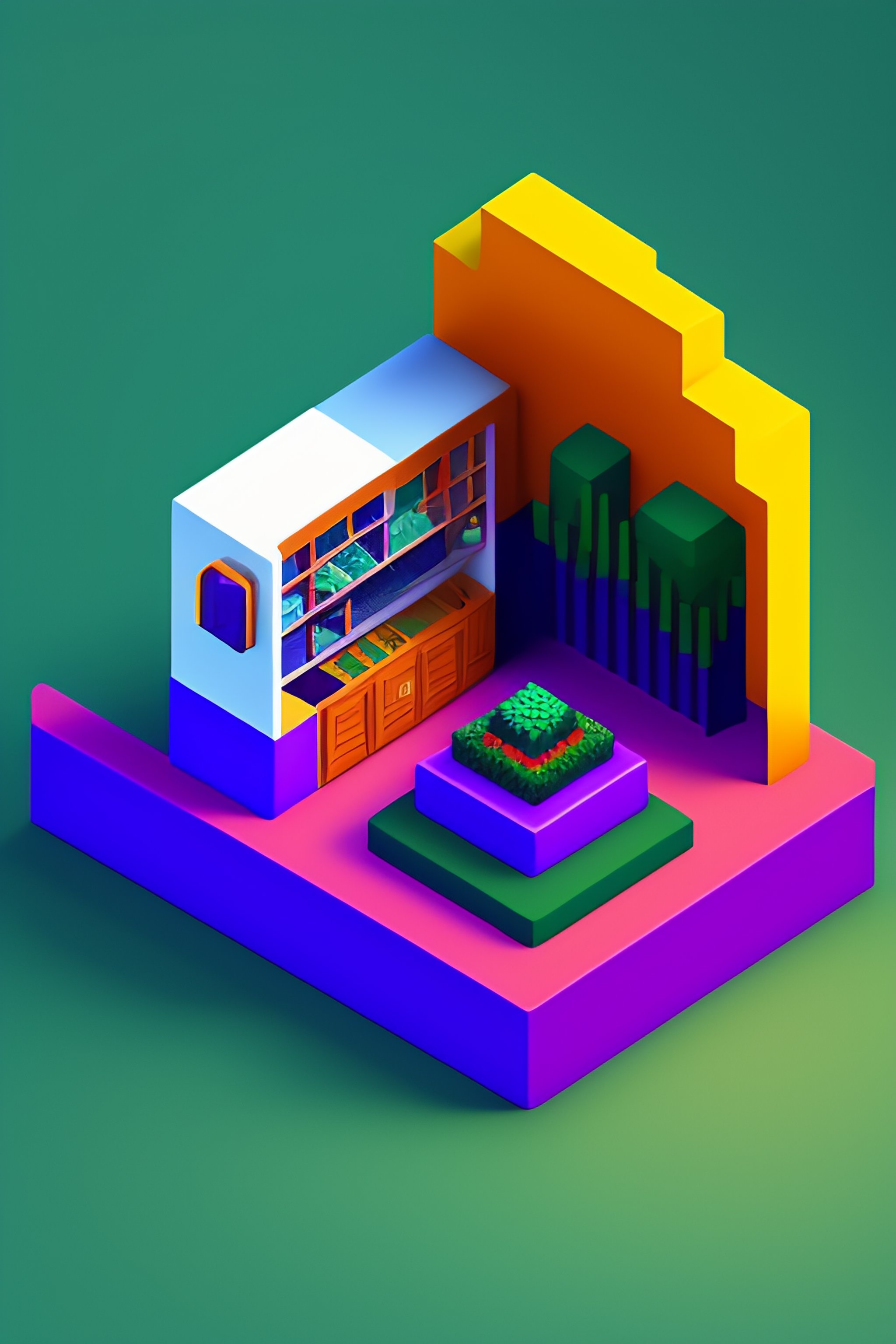 Lexica - Isometric clean pixel art image of outside of cute design studio