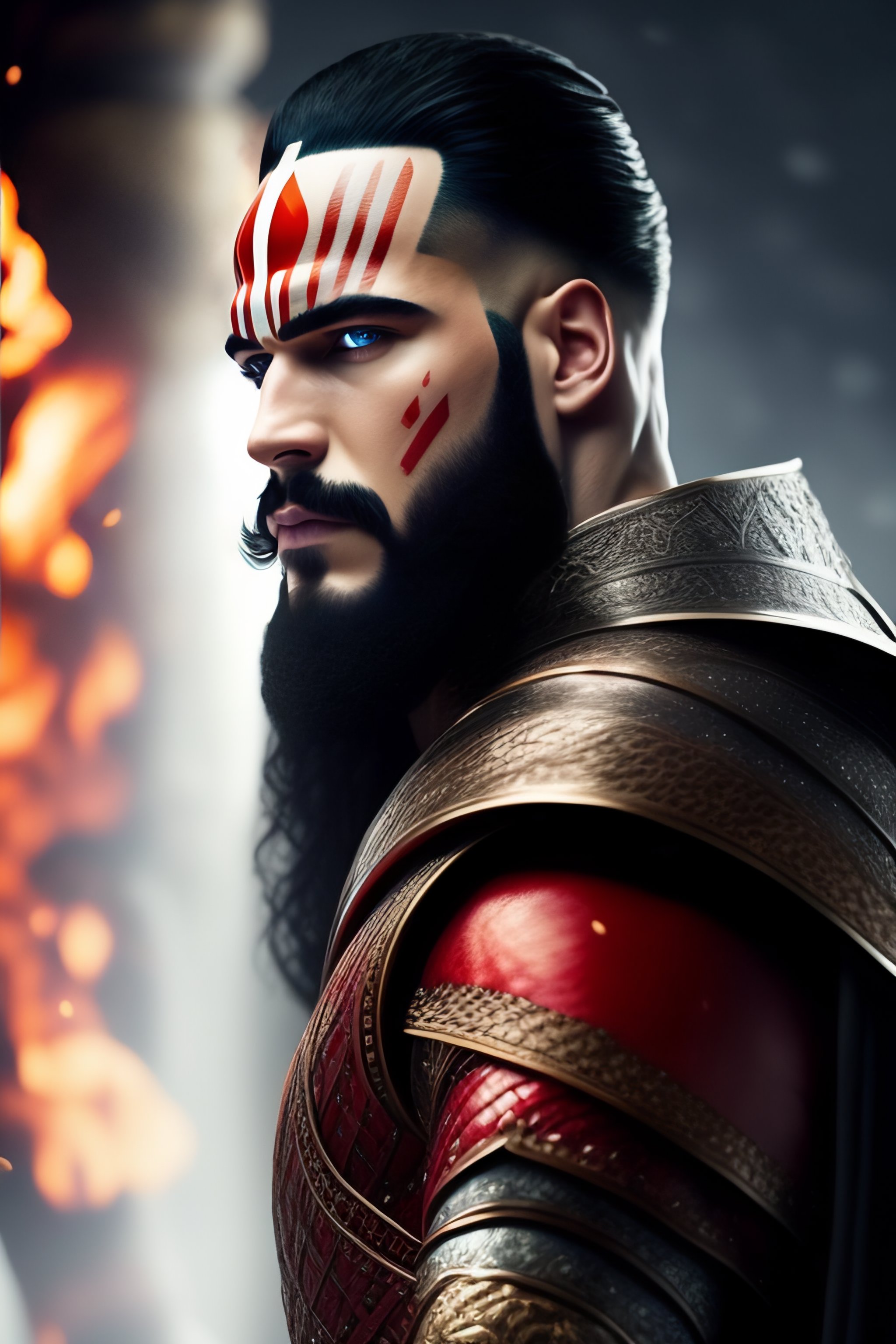 Lexica - Jon snow as Kratos riding a wargo