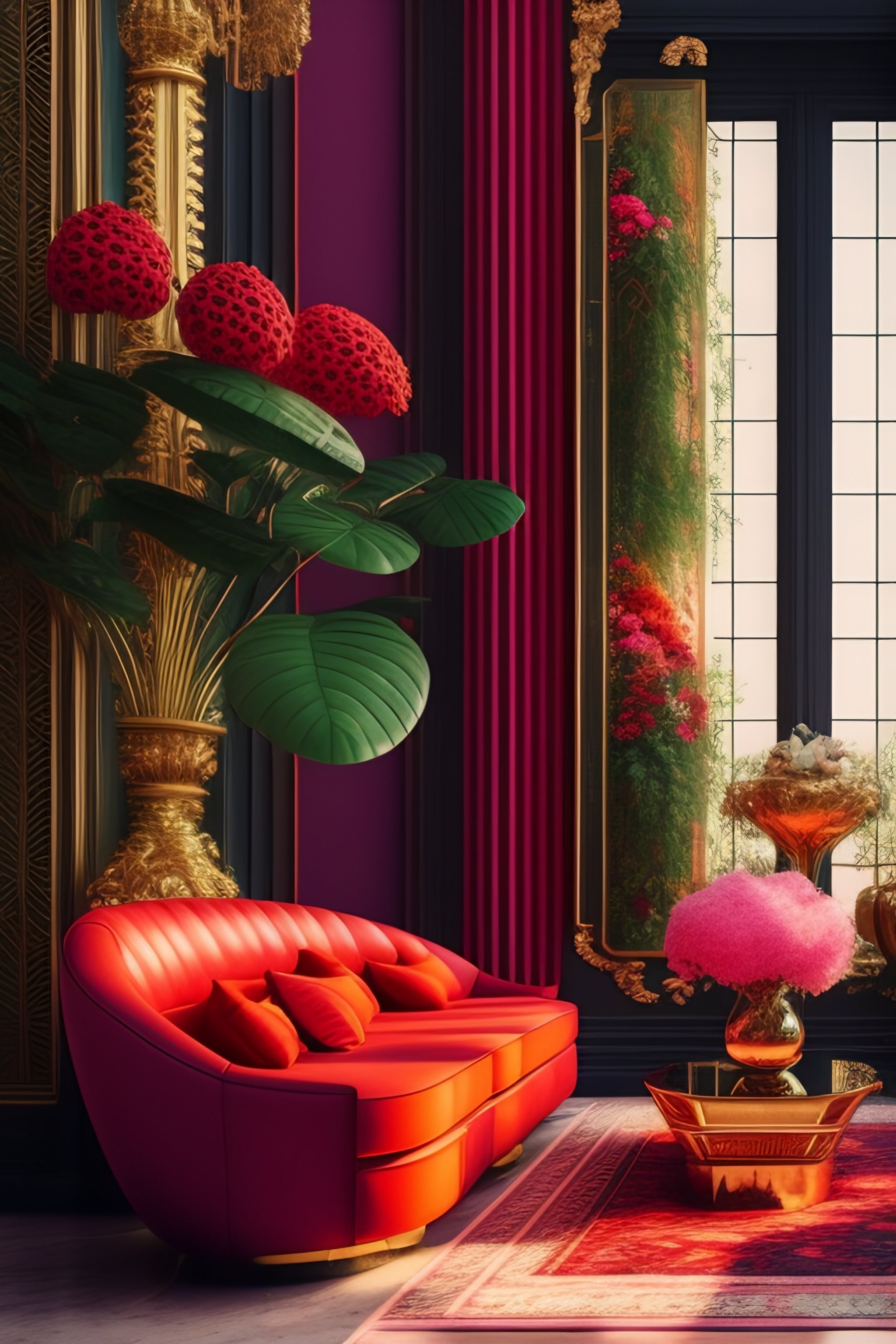 Lexica - Photo by Architectural Digest: Maximalist red {vaporwave ...