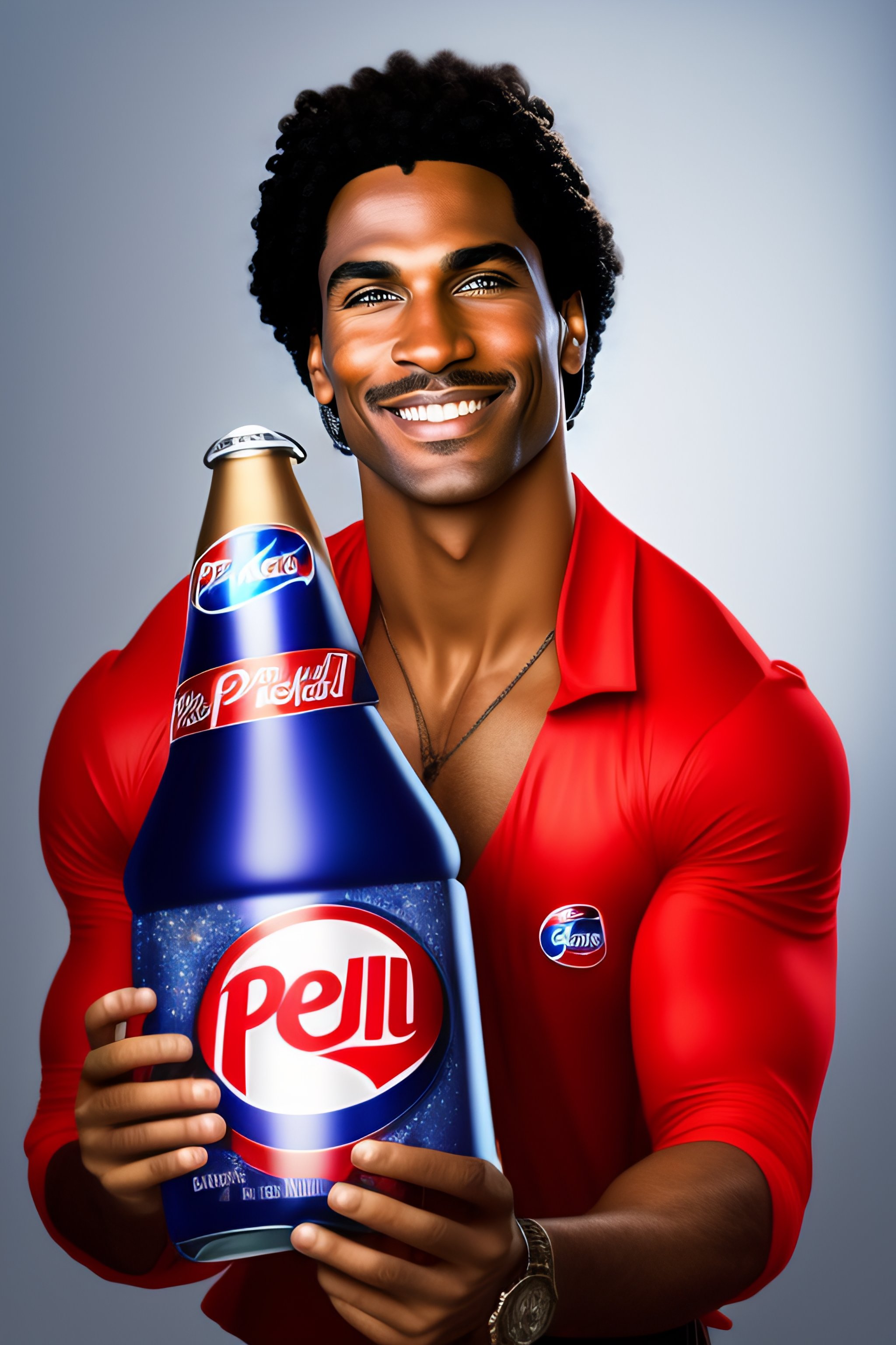 Lexica - White background Smiling Genie holding a pepsi can