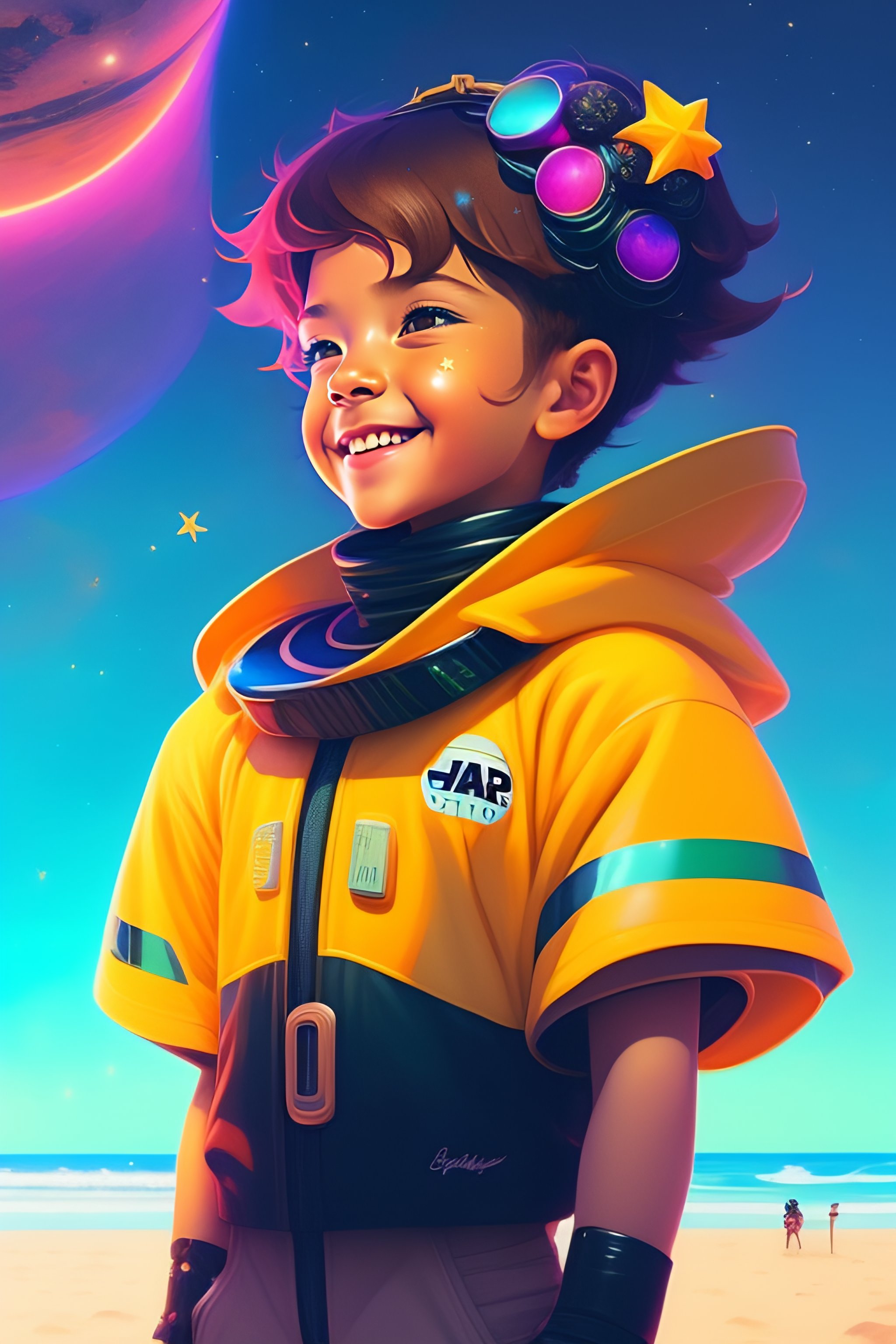 Lexica - Detailed portrait of a happy futuristic Young boy on a ...