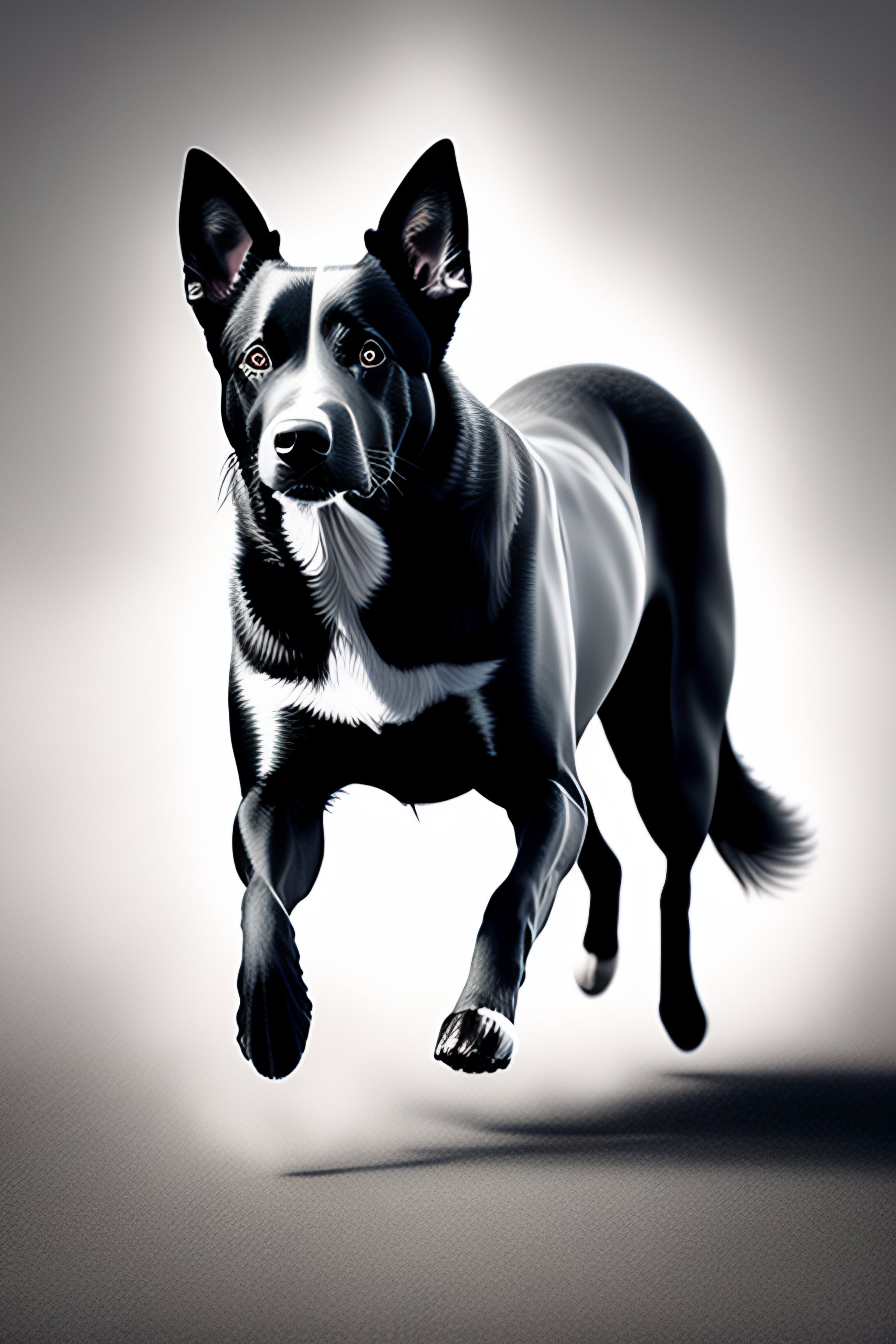 Lexica - Running dog, flat desing with triangles only, grayscale, ultra ...