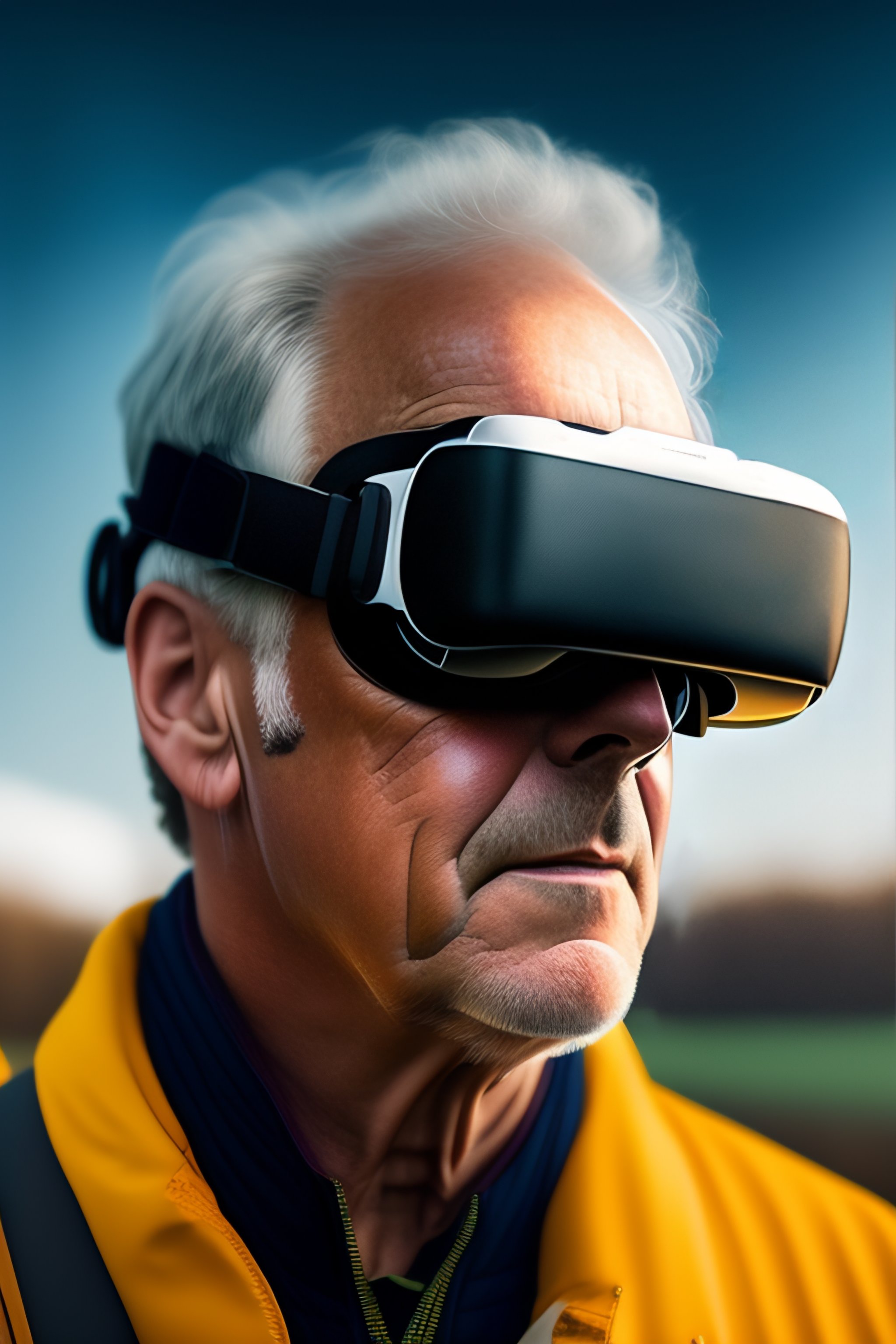 Lexica - Realistic portrait of David Brewster wearing a VR headset