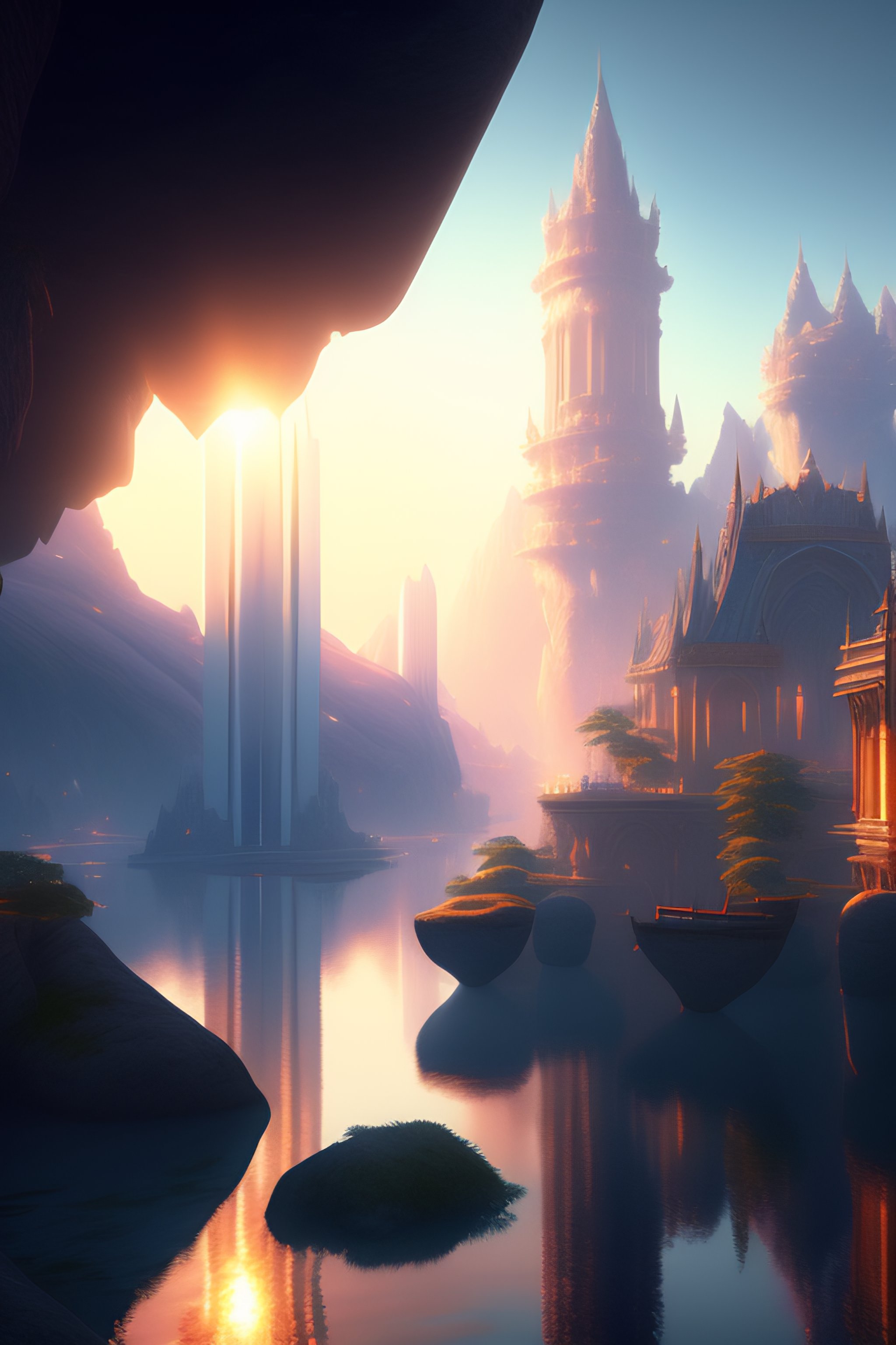 Lexica - Beautiful fantasy city made from white stone and bright copper ...