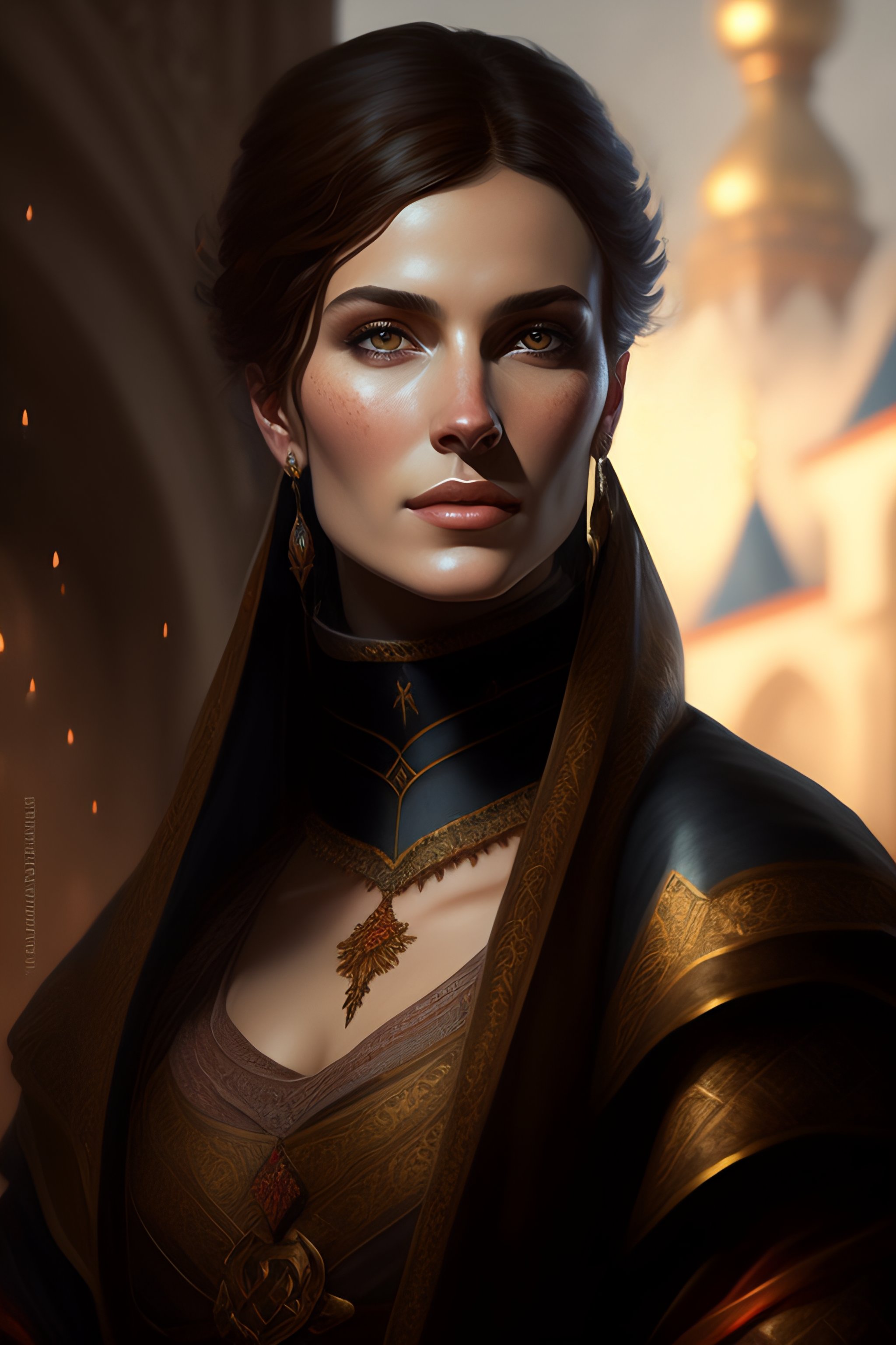 Lexica - Portrait of medieval russian woman assassin brown short hair ...