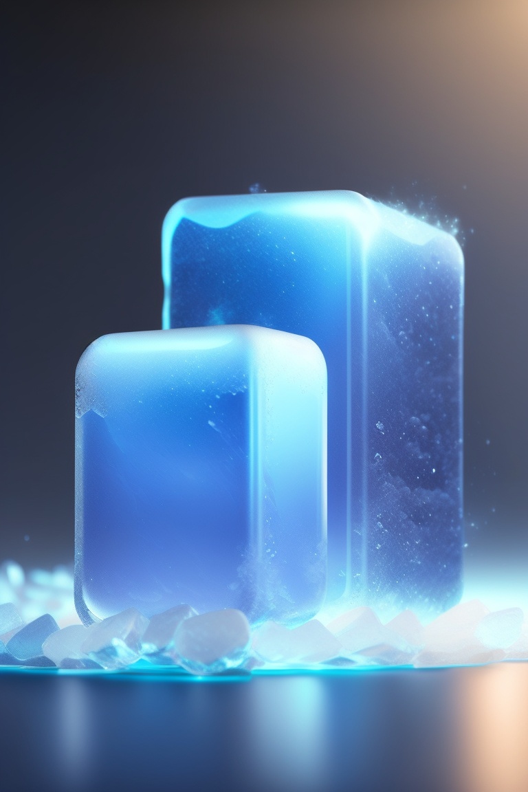 Lexica - Standard ice cubes with a crack, frosty coloration