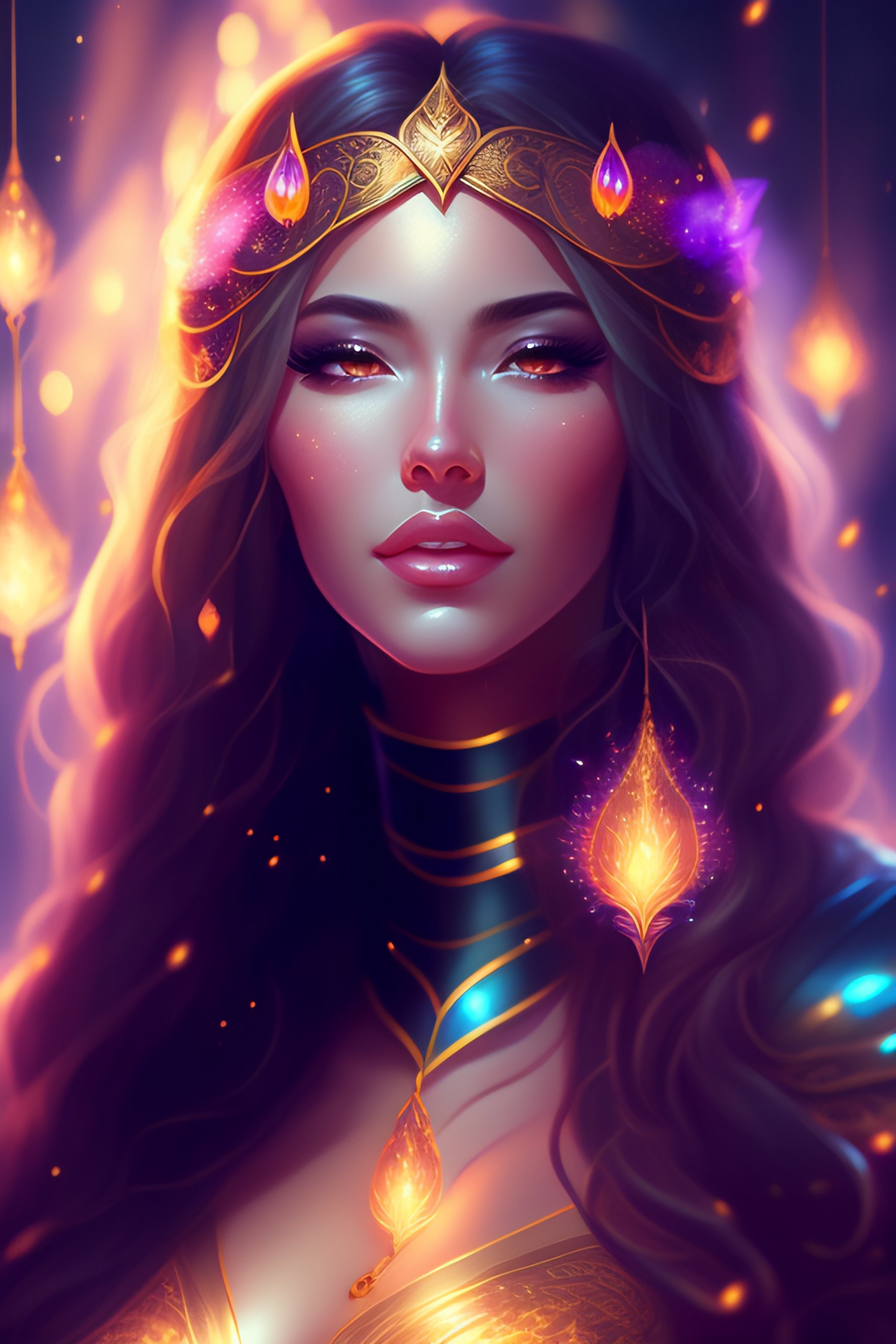 Lexica - A goddess of the night surrounded by fireflies, highly ...