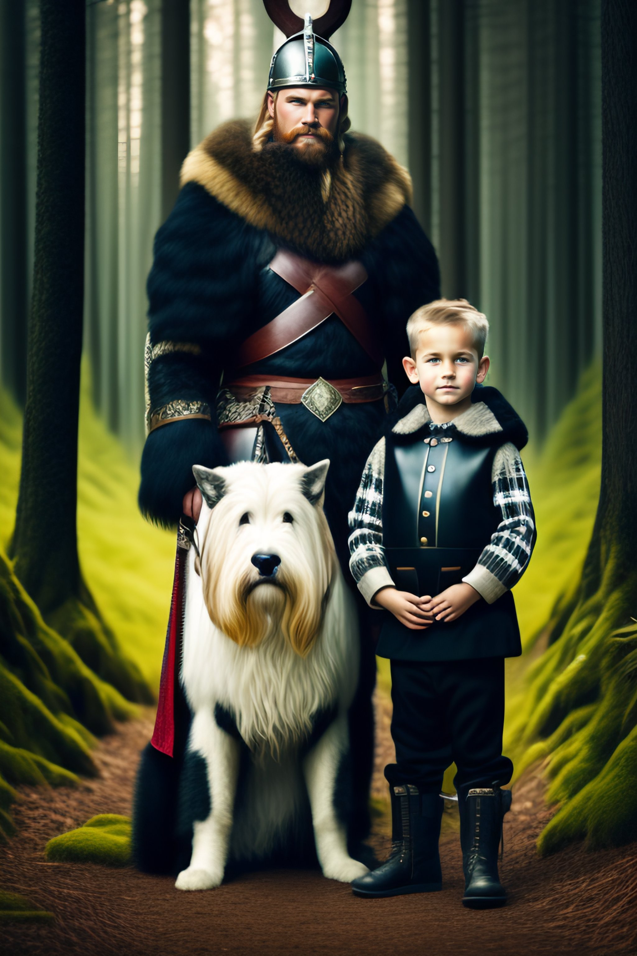 Lexica - Adult viking with black and white furr over sholder beside ...