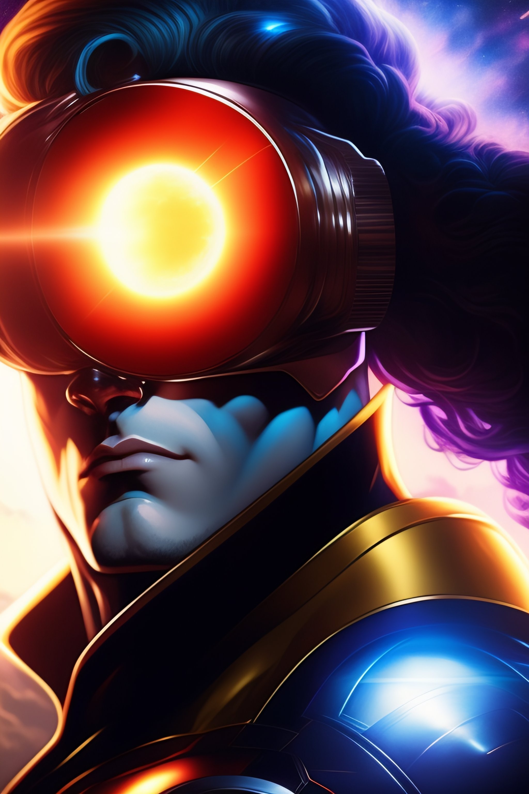 Lexica - Xmen cyclops looking up to blast moon with eye beam