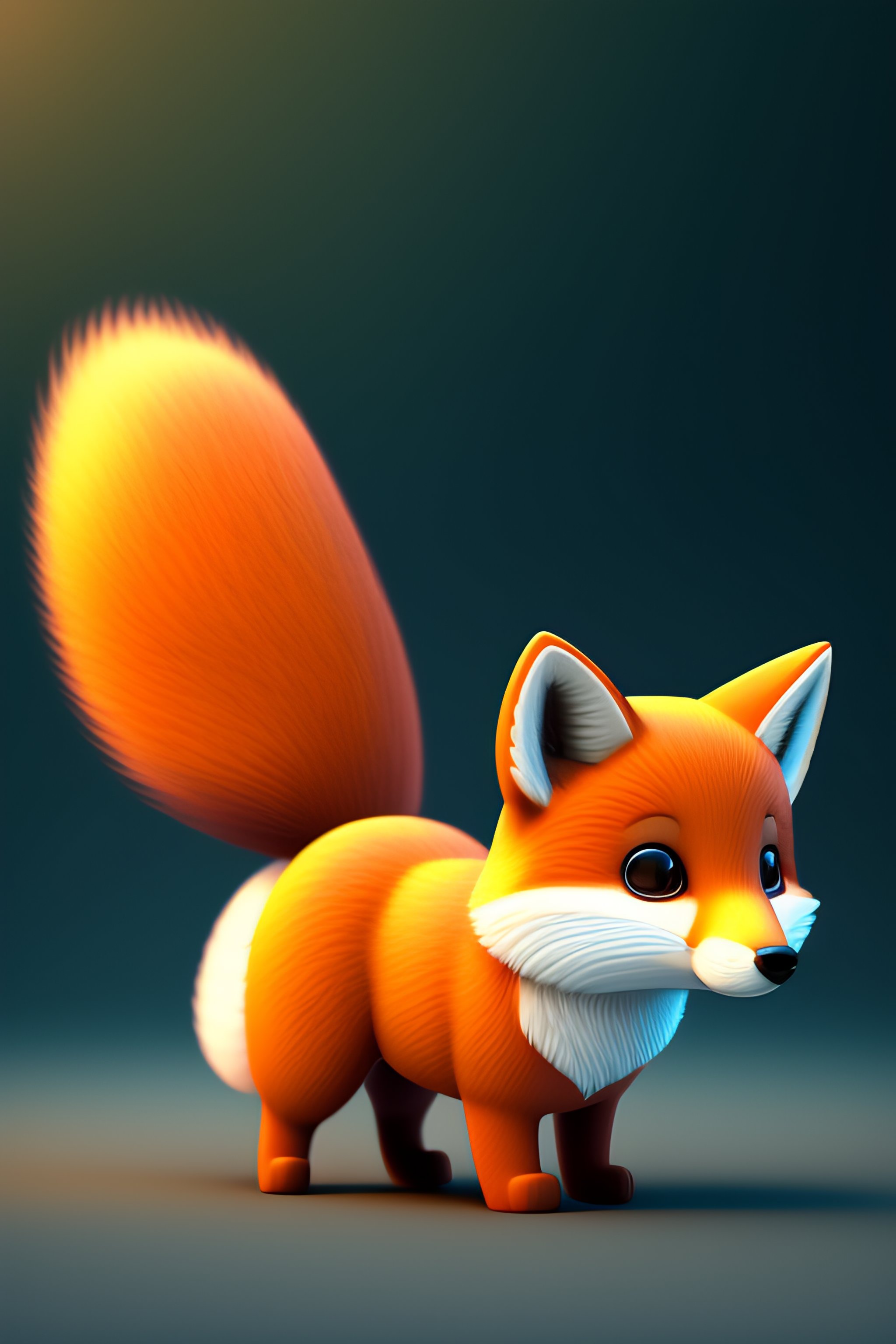 Lexica - 3d cartoon,cute fluffy fox with two ears and big eyes, higly ...