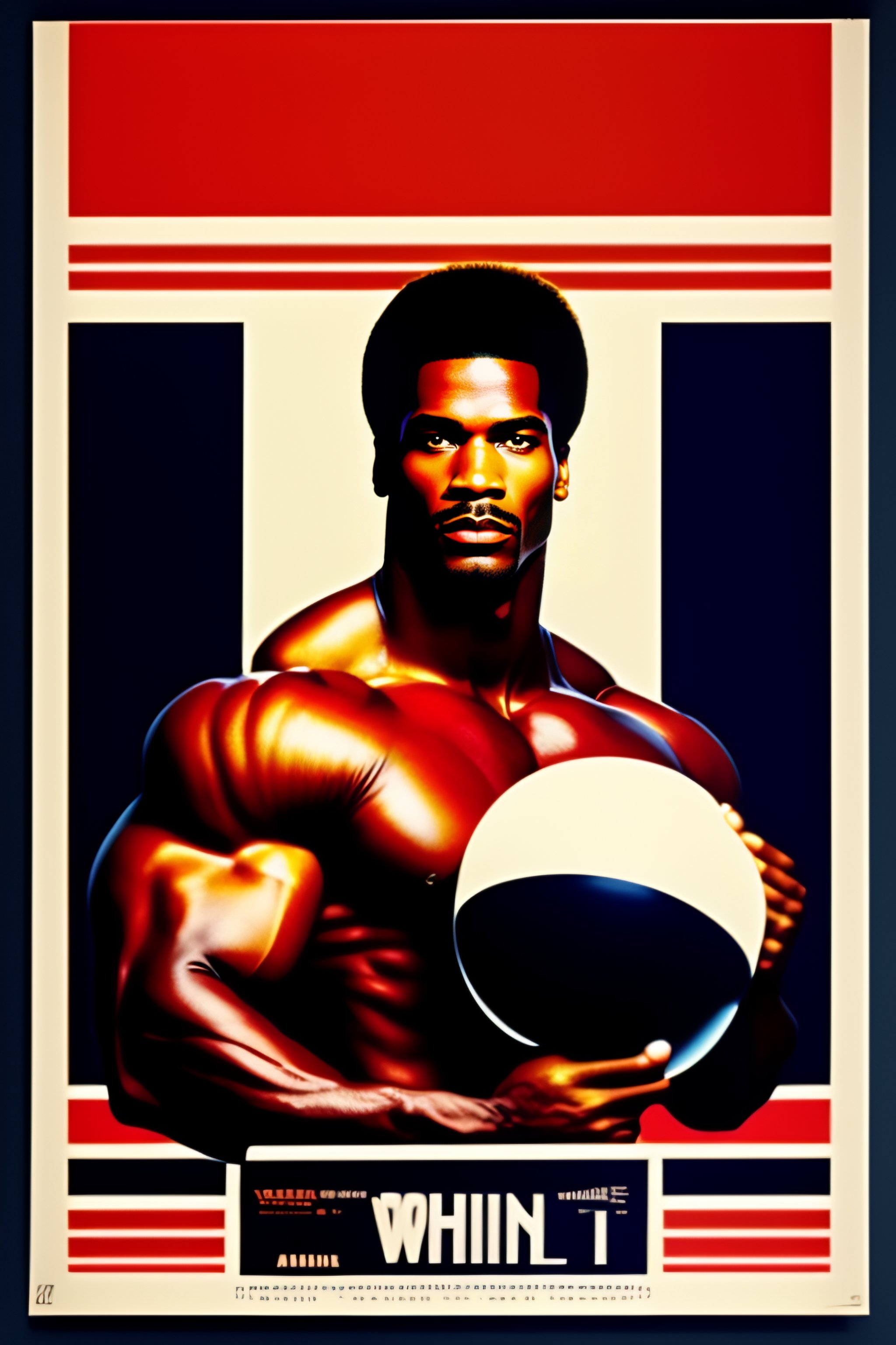 Lexica - Aword winning poster design from the 80's , a Muscular man ...