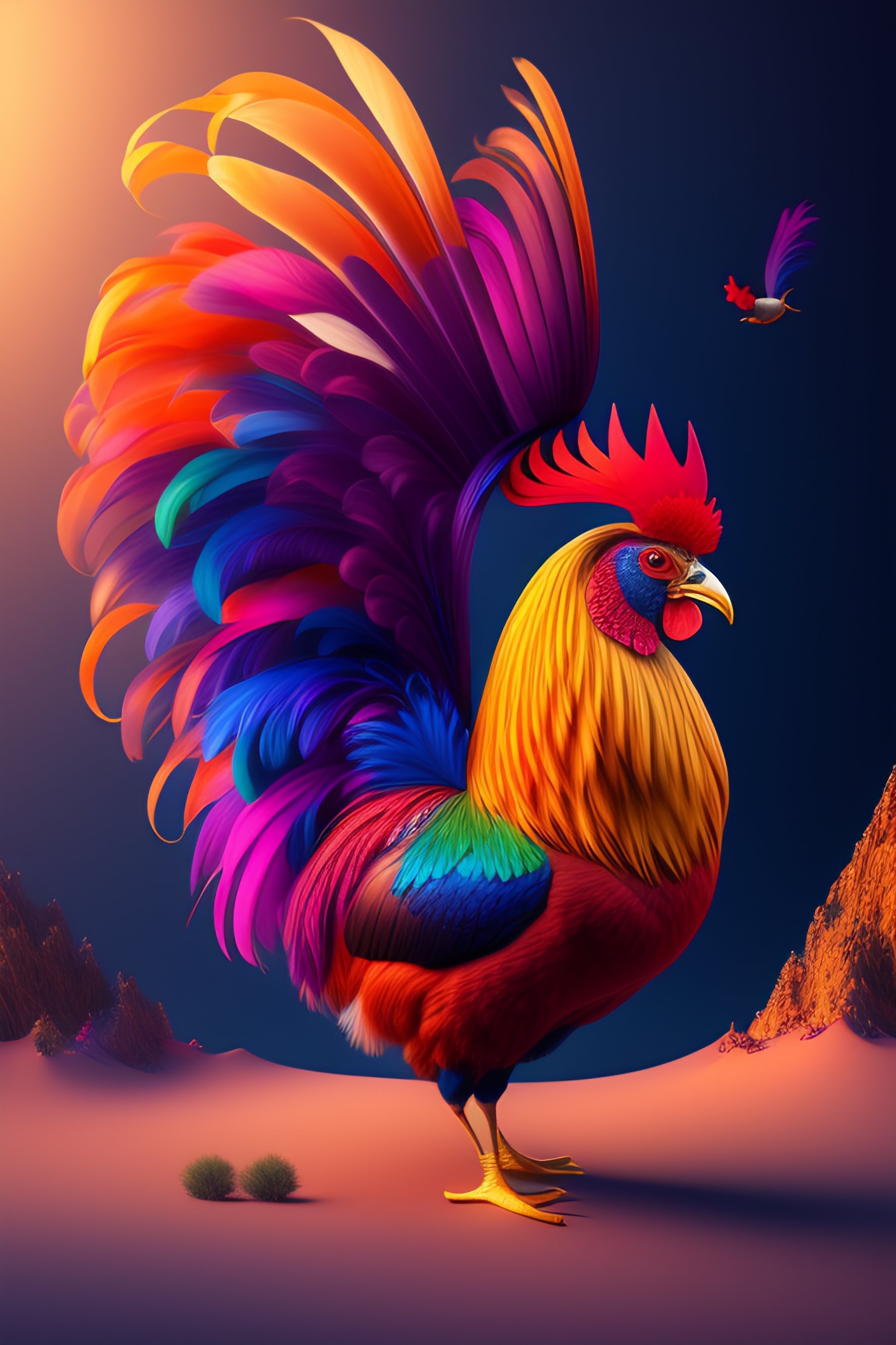 Lexica - Hyper relistic majestic rooster with a carnival mask, open ...