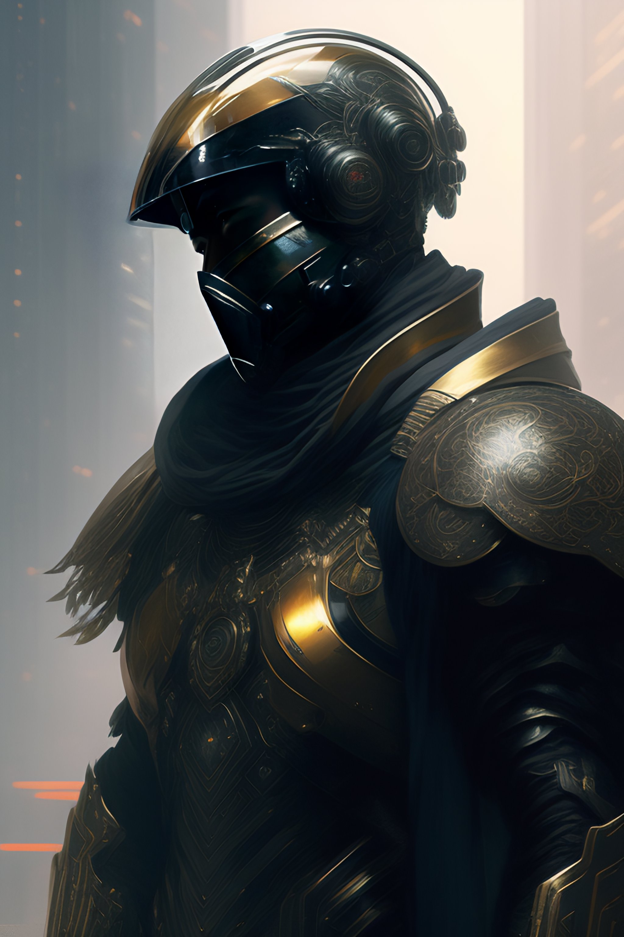 Lexica - Portrait of futuristic cybernetic man with cool helmet and ...