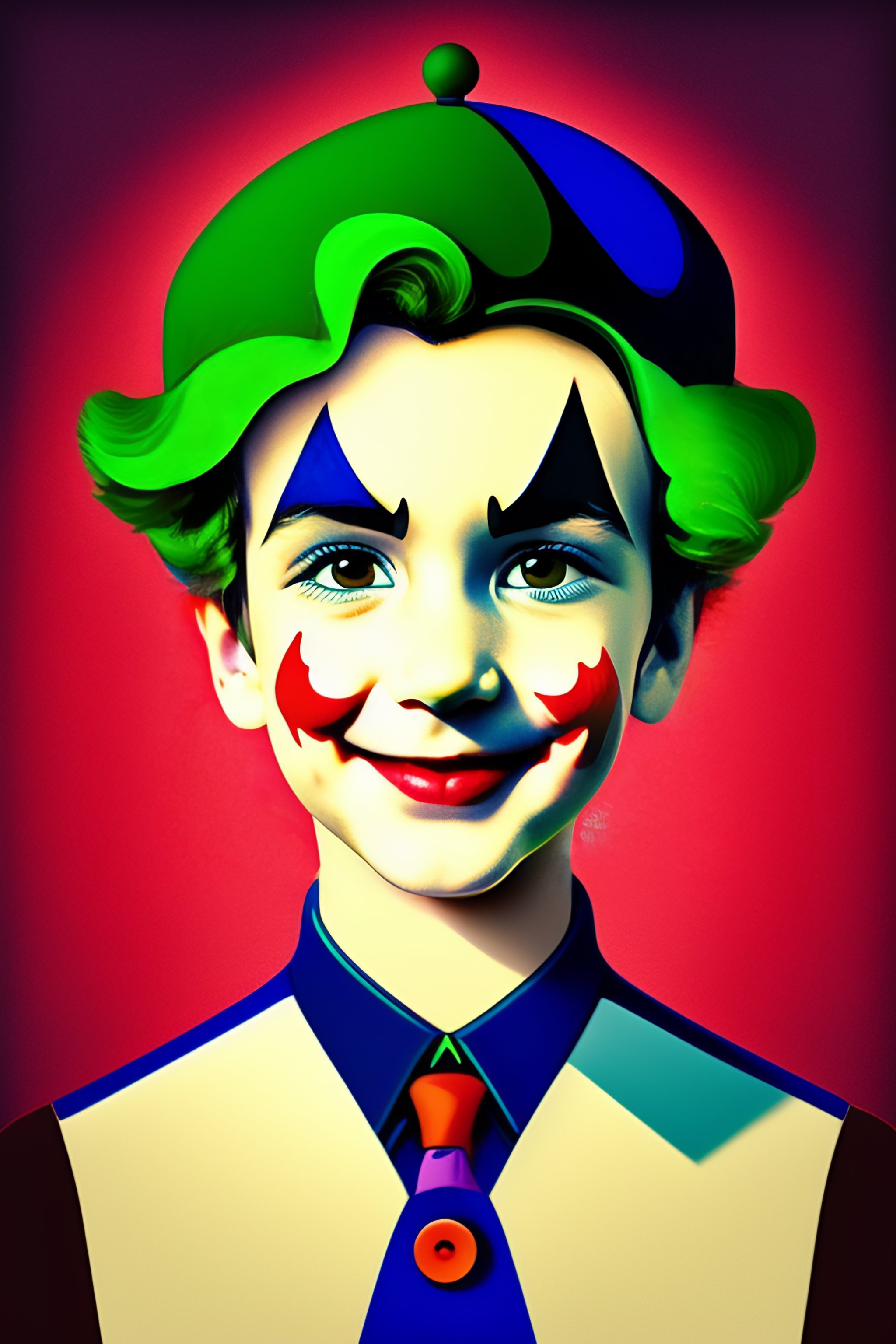 Lexica - A cute joker face, kid ,2d Cartoonized, Vintage, bust ...