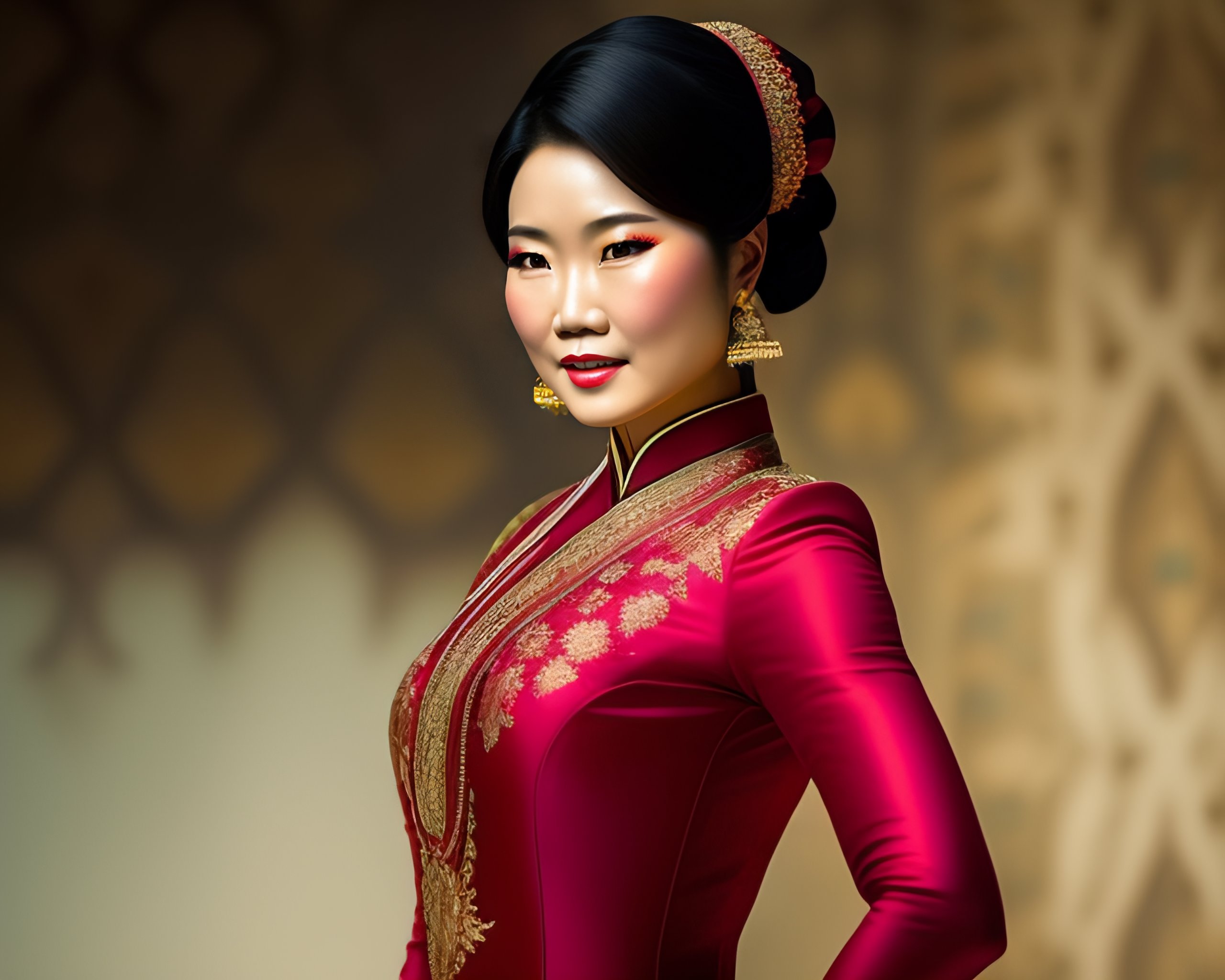 Lexica - Asian Woman, shoulders, mouth, parted red libs, voluptuous,intricate, elegant, fine details