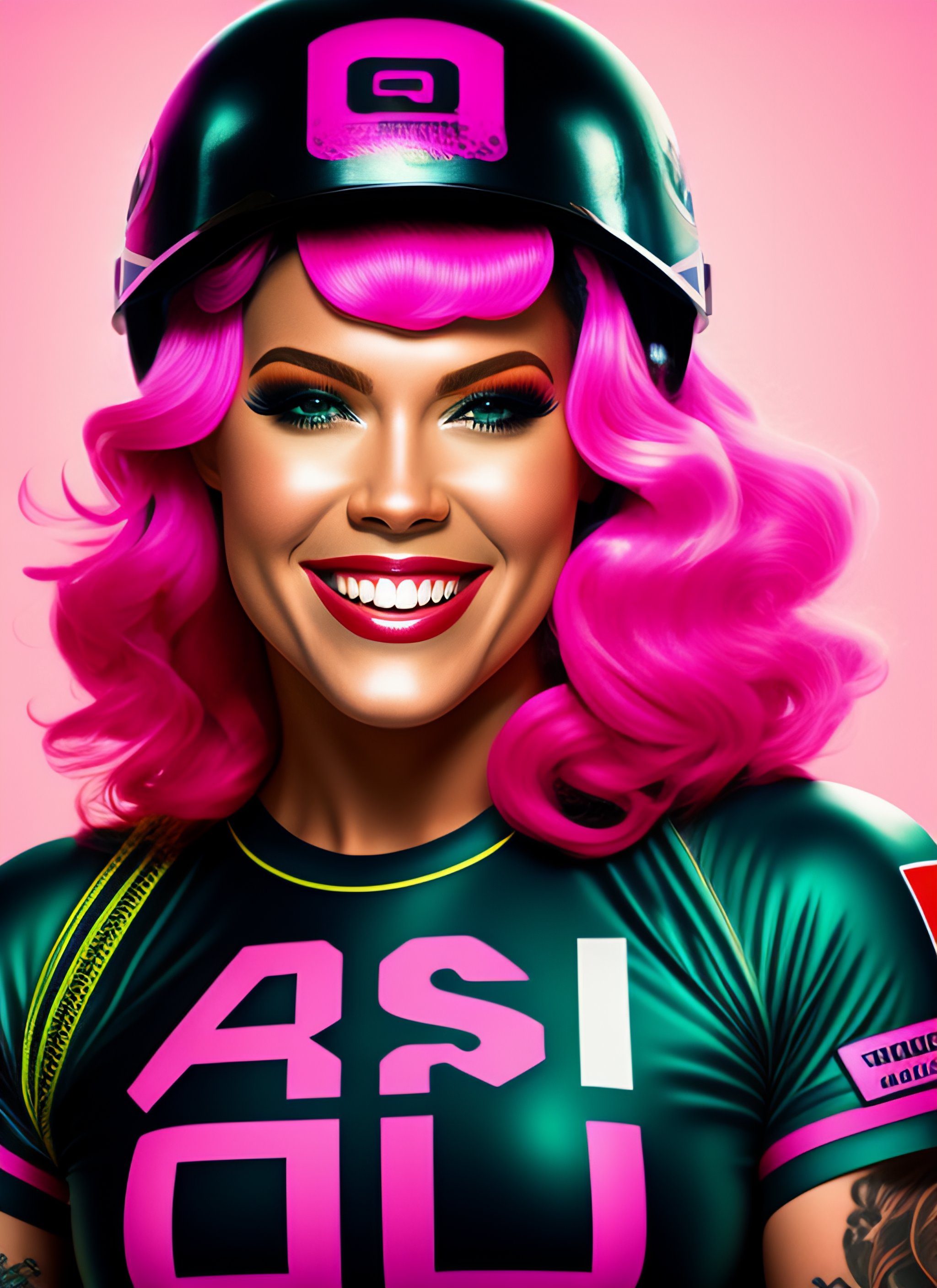 Lexica - Singer Pink! as a propaganda logo, pretty roller derby girl ...