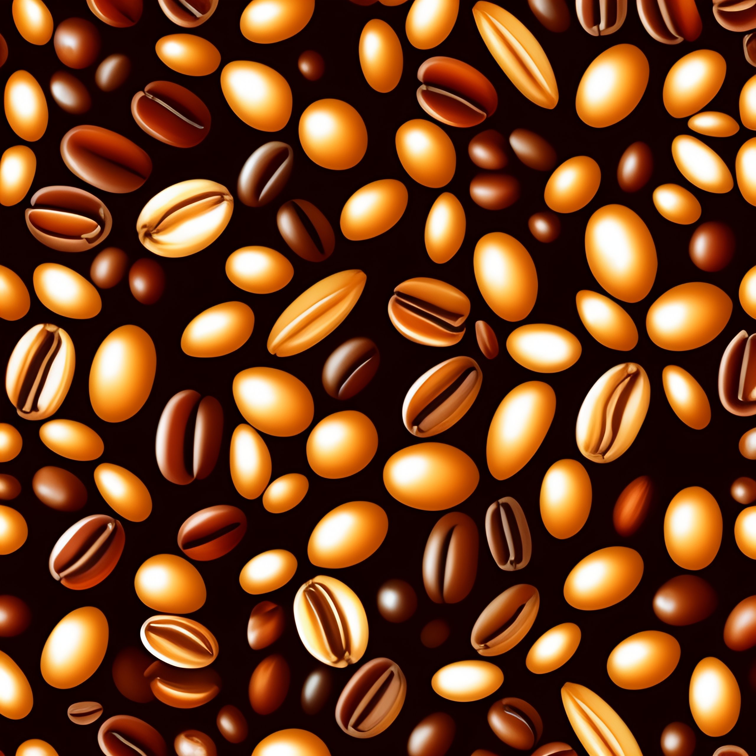 Lexica - Coffee grain, pattern, roasted, 2d illustration, flat.