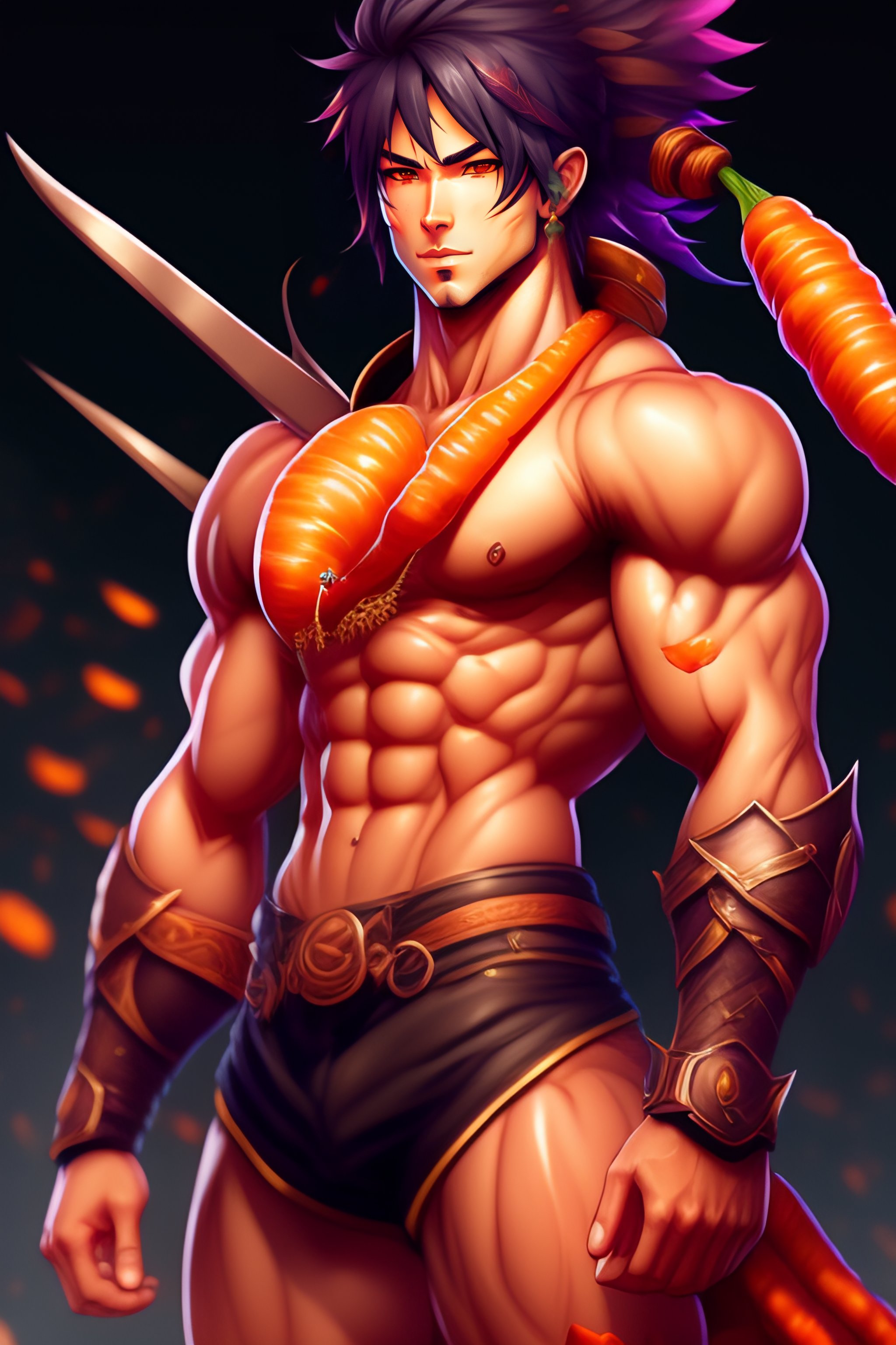 Lexica - Ripped carrot man, full body, human figure, highly detailed, digital art, sharp focus ...