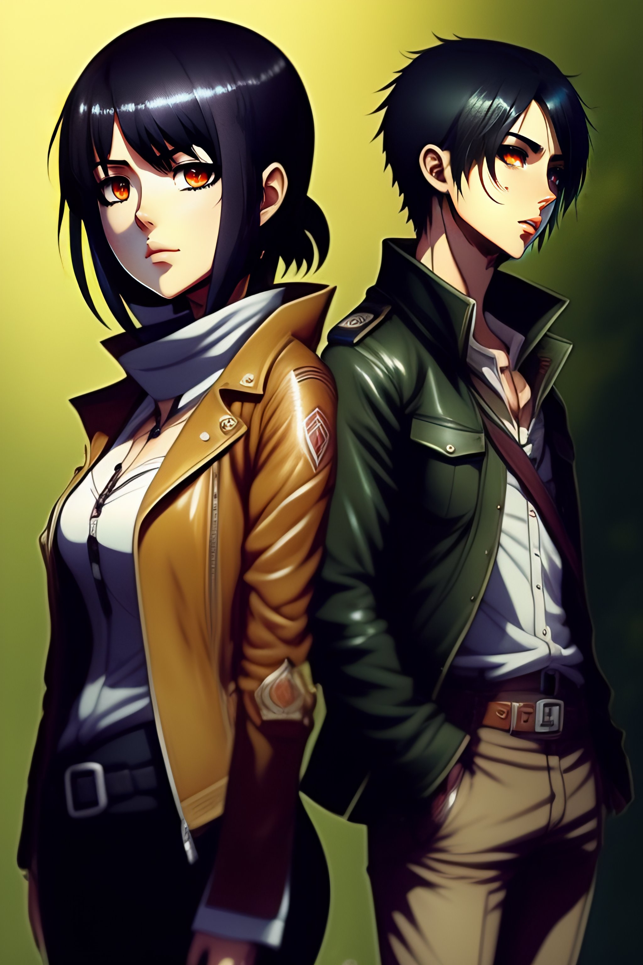 Lexica - Eren yeager and mikasa ackerman standing next to each other ...